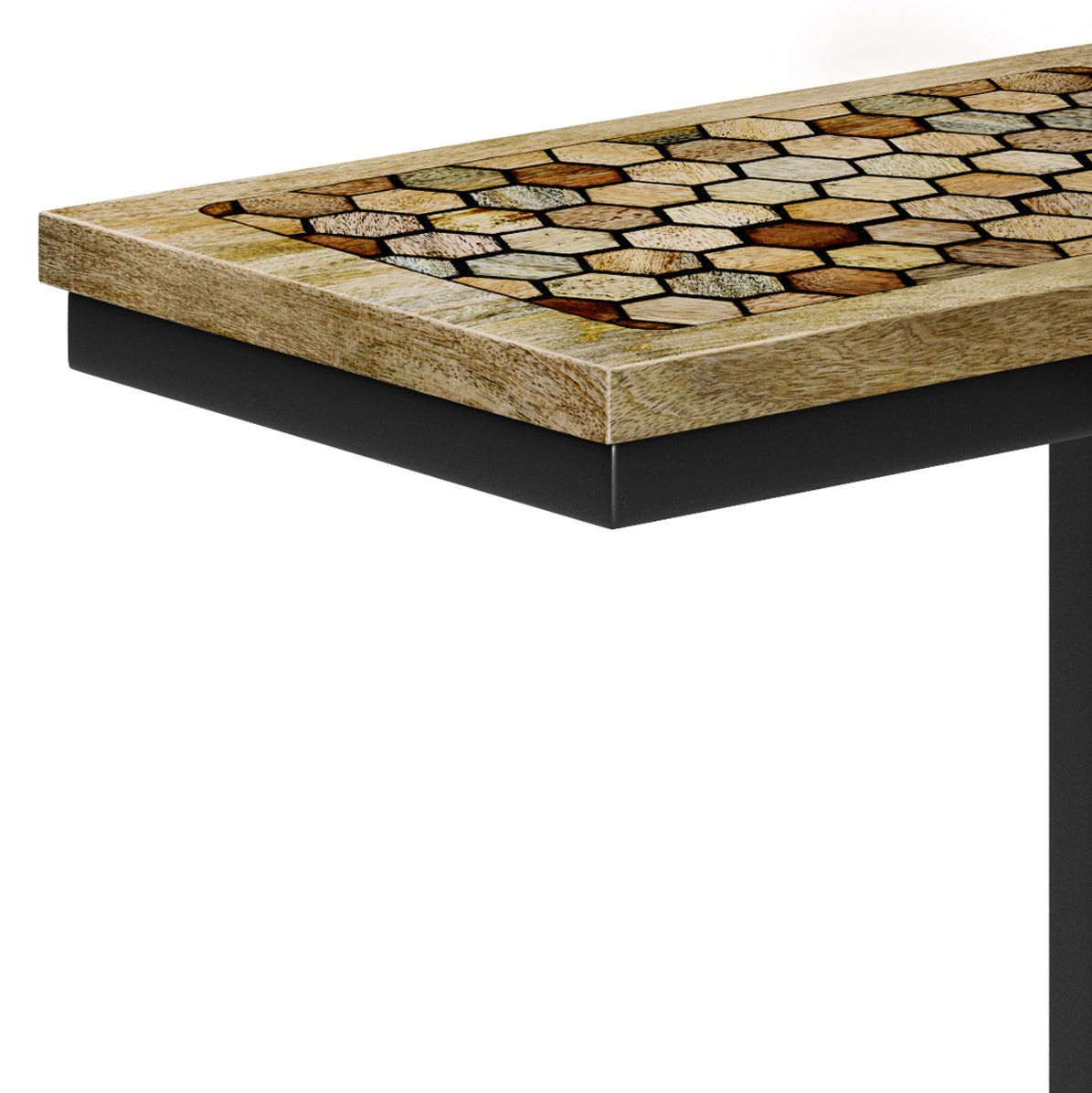 Side Table with Geometric Pattern and Metal Frame - Pier 1