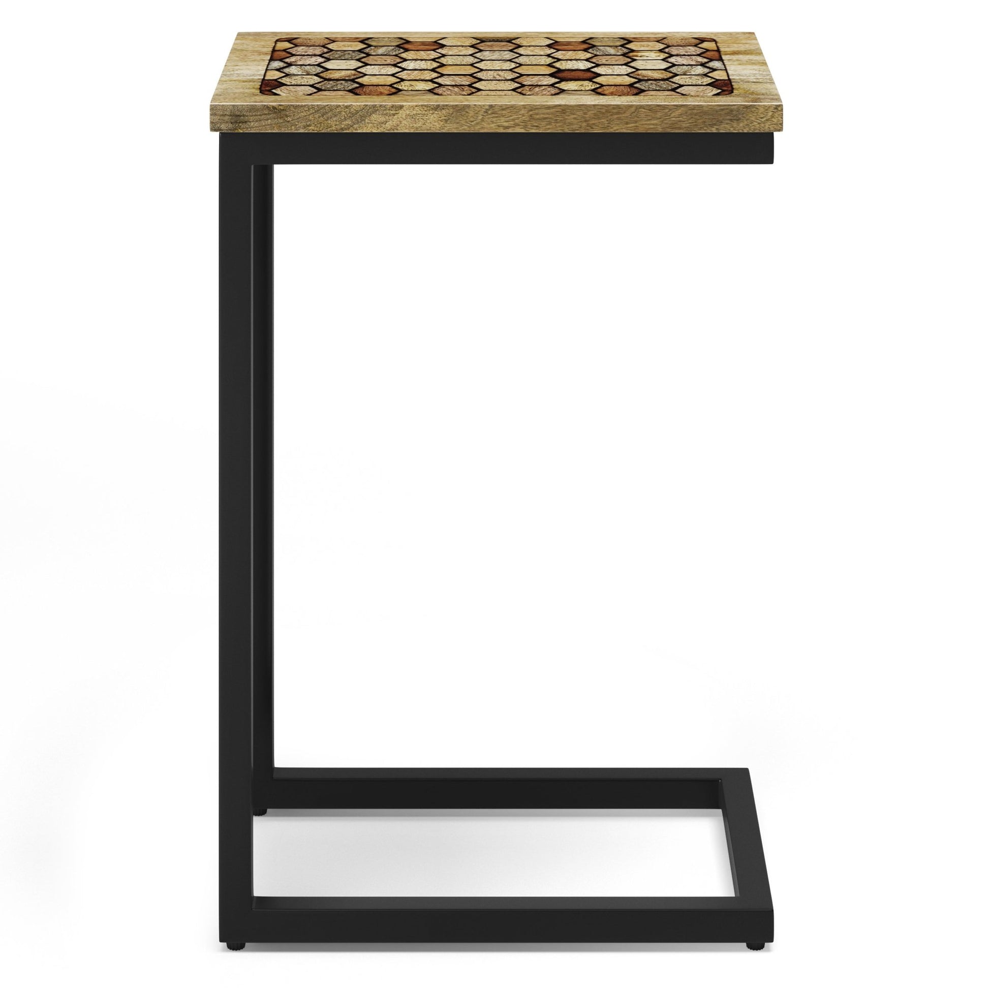 Side Table with Geometric Pattern and Metal Frame - Pier 1