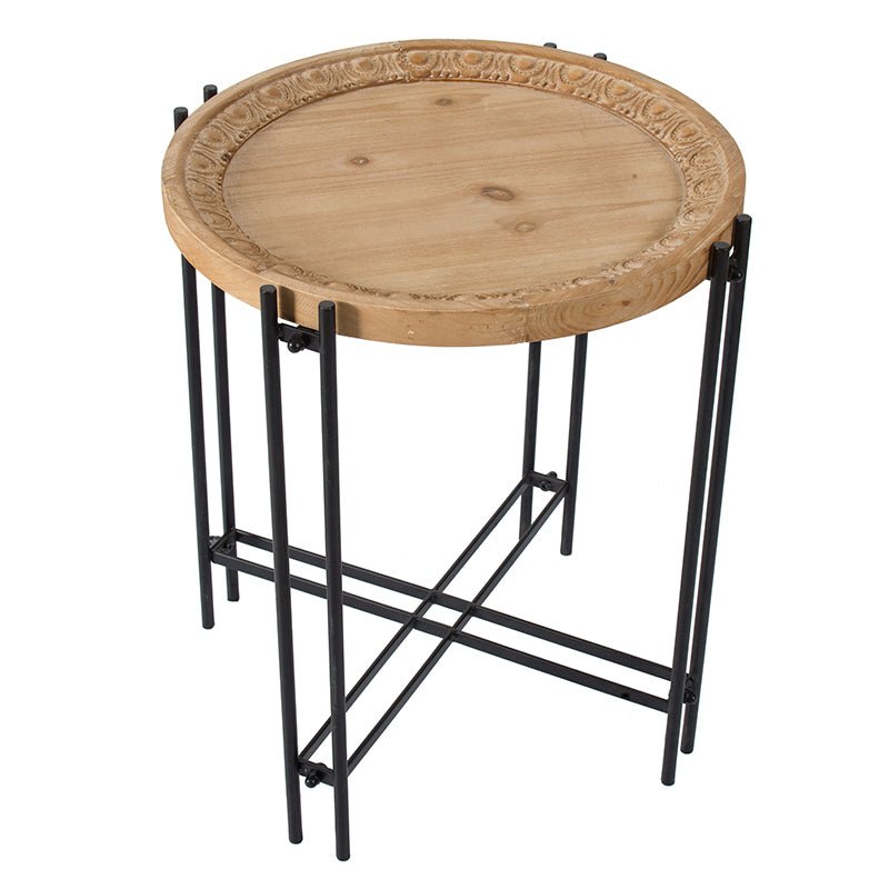 Side Table with Wooden Top and Metal Legs - Pier 1