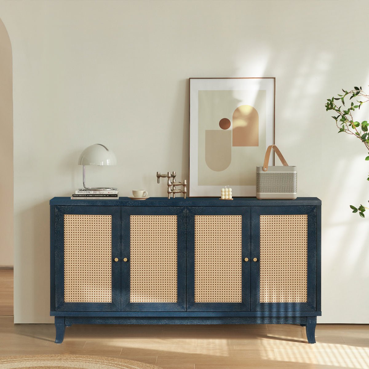 Sideboard with 4 Rattan Doors and Adjustable Shelves - Pier 1