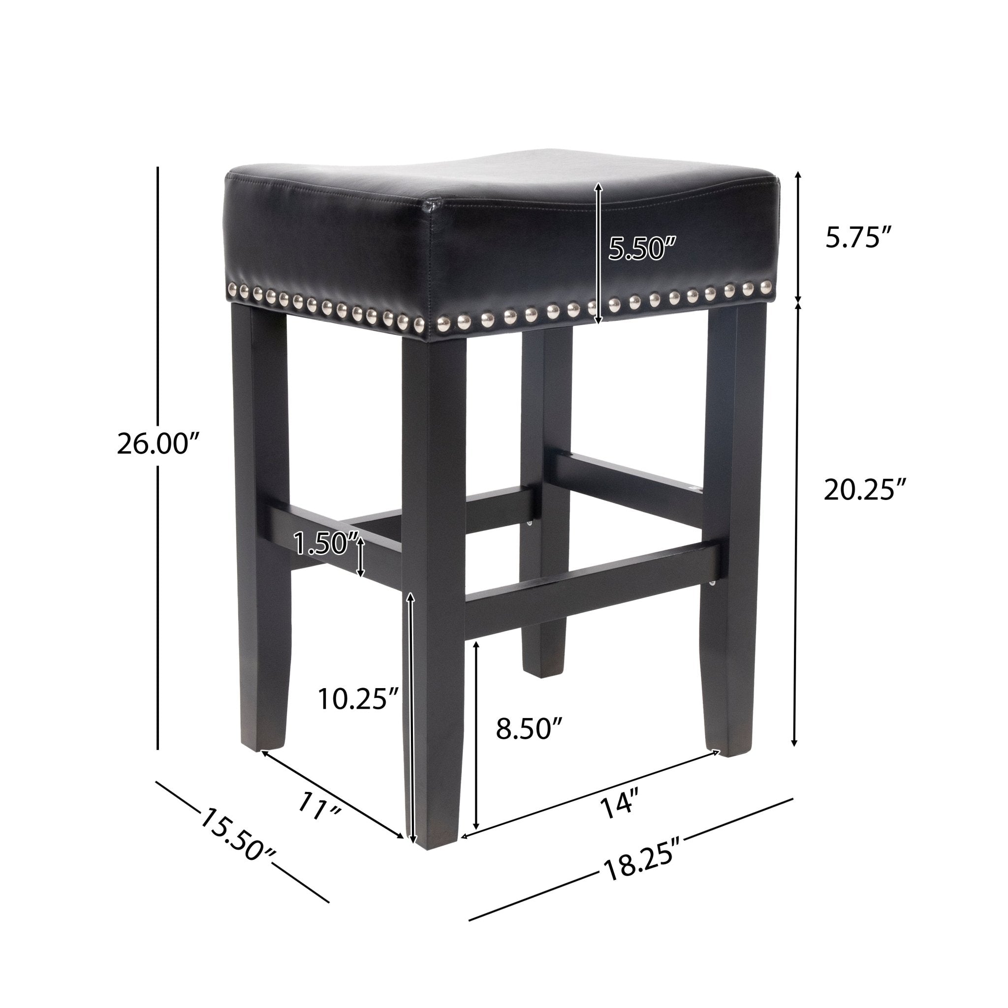 Soltique Backless Dining Counter Stool with Leather Upholstered and ...