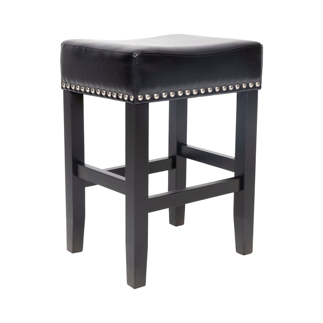 Soltique Backless Dining Counter Stool with Leather Upholstered and ...