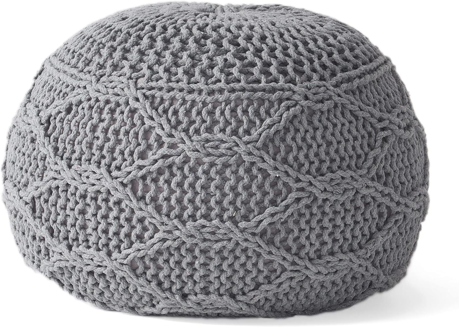 Splendid Round Knitted Wool Pouf - Pier 1