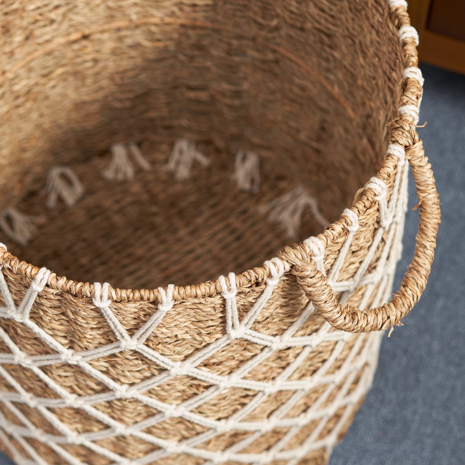 15" x15" Storage Basket with Plaid Rope Weave Pattern - Pier 1