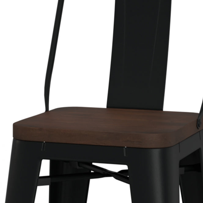 Boundless Metal/Wood Counter Stool with Curved Back, Cross Brace and ...