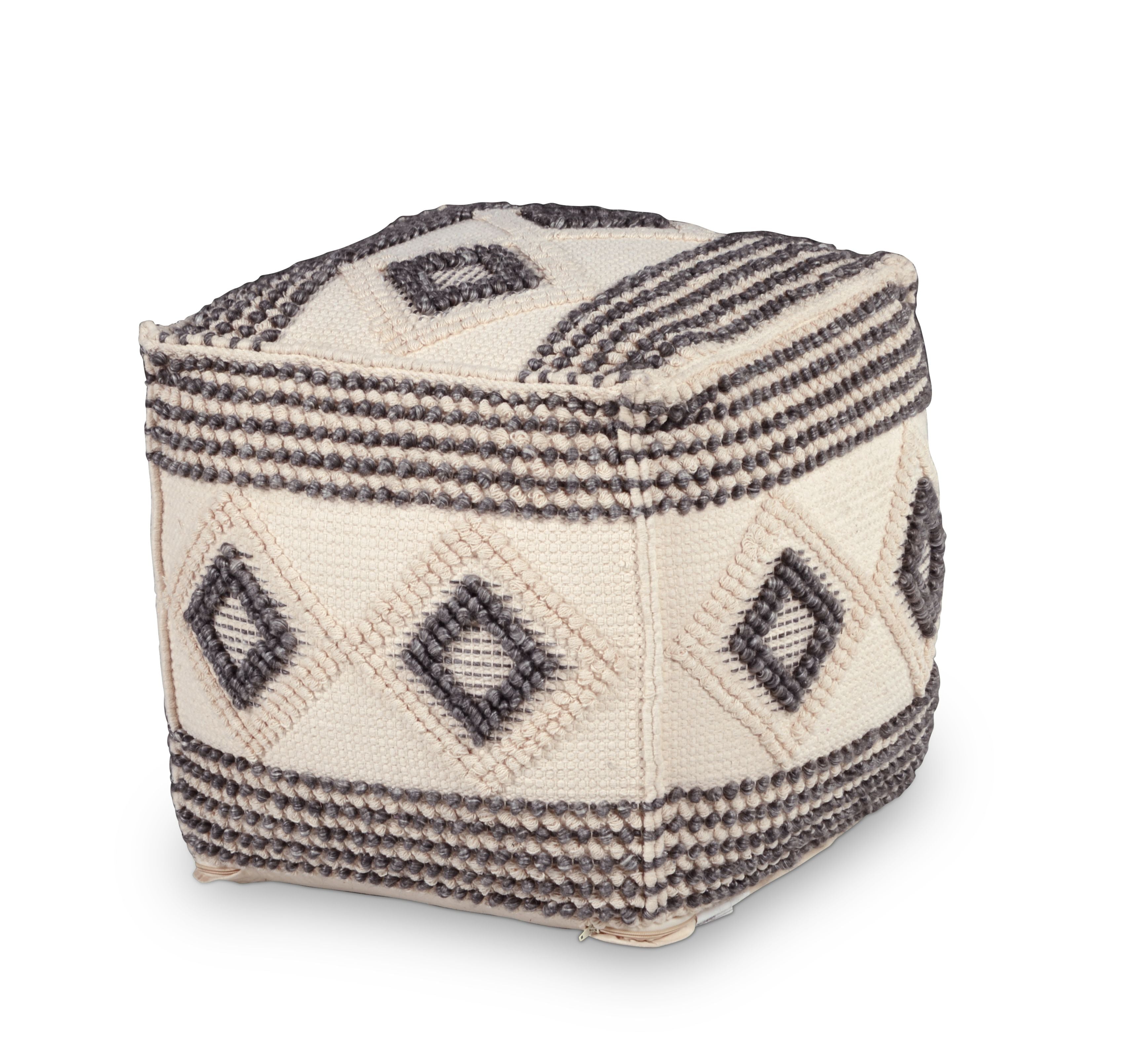 Dalia Square Handwoven Woolen Pouf - Pier 1
