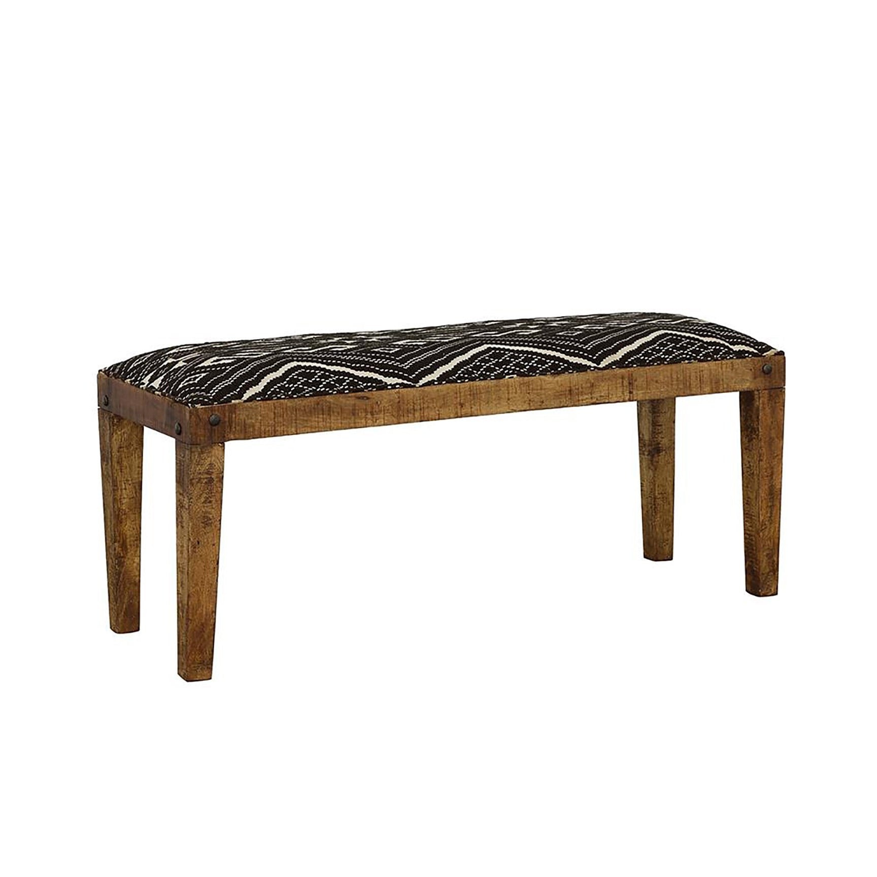 Upholstered Bench with Tapered Legs and Geometric Pattern Seat - Pier 1