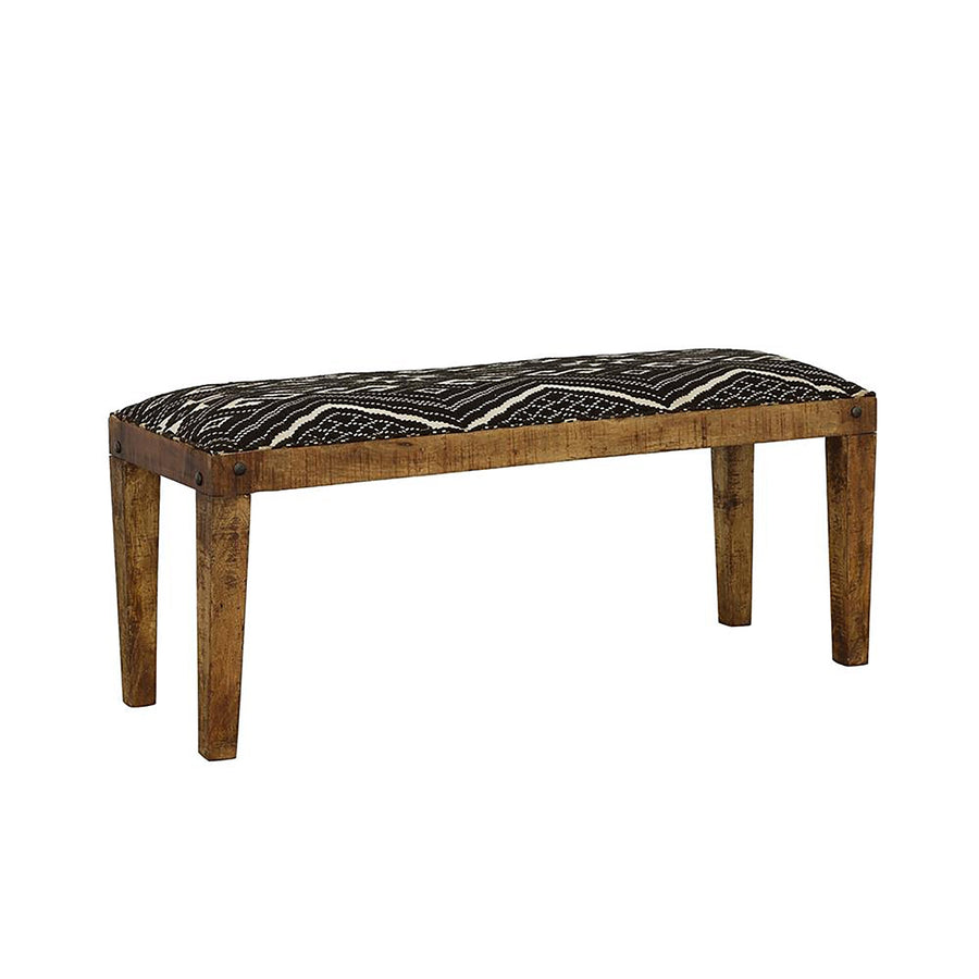 Upholstered Bench with Tapered Legs and Geometric Pattern Seat - Pier 1