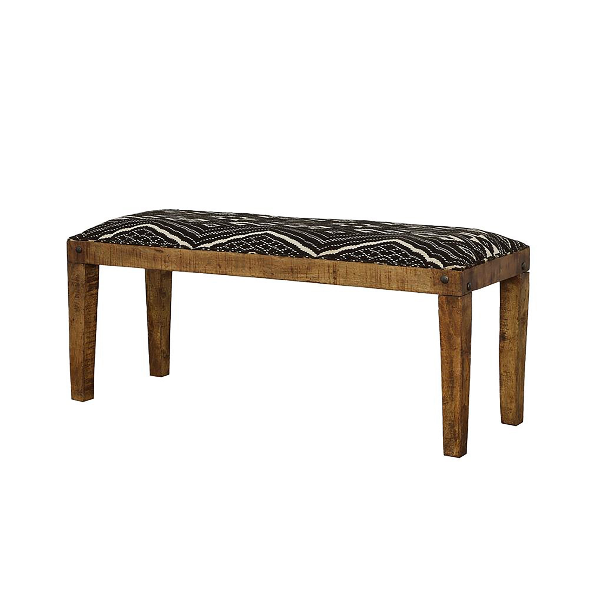 Upholstered Bench with Tapered Legs and Geometric Pattern Seat - Pier 1