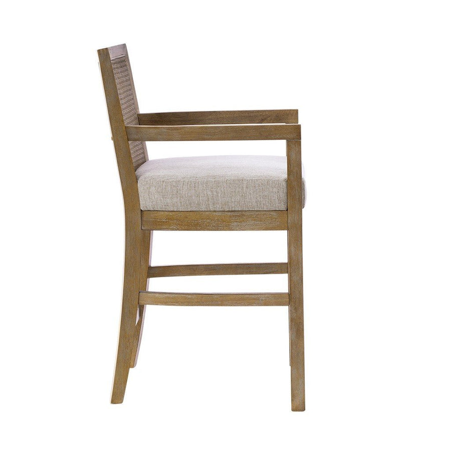 Upholstered Counter Stool with Cane Back and Open Arm Design - Pier 1