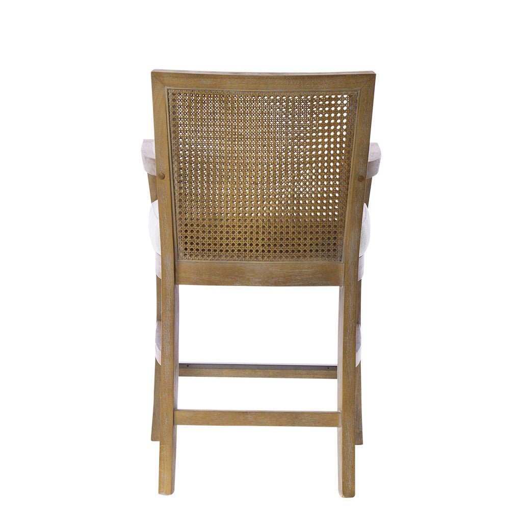 Upholstered Counter Stool with Cane Back and Open Arm Design - Pier 1