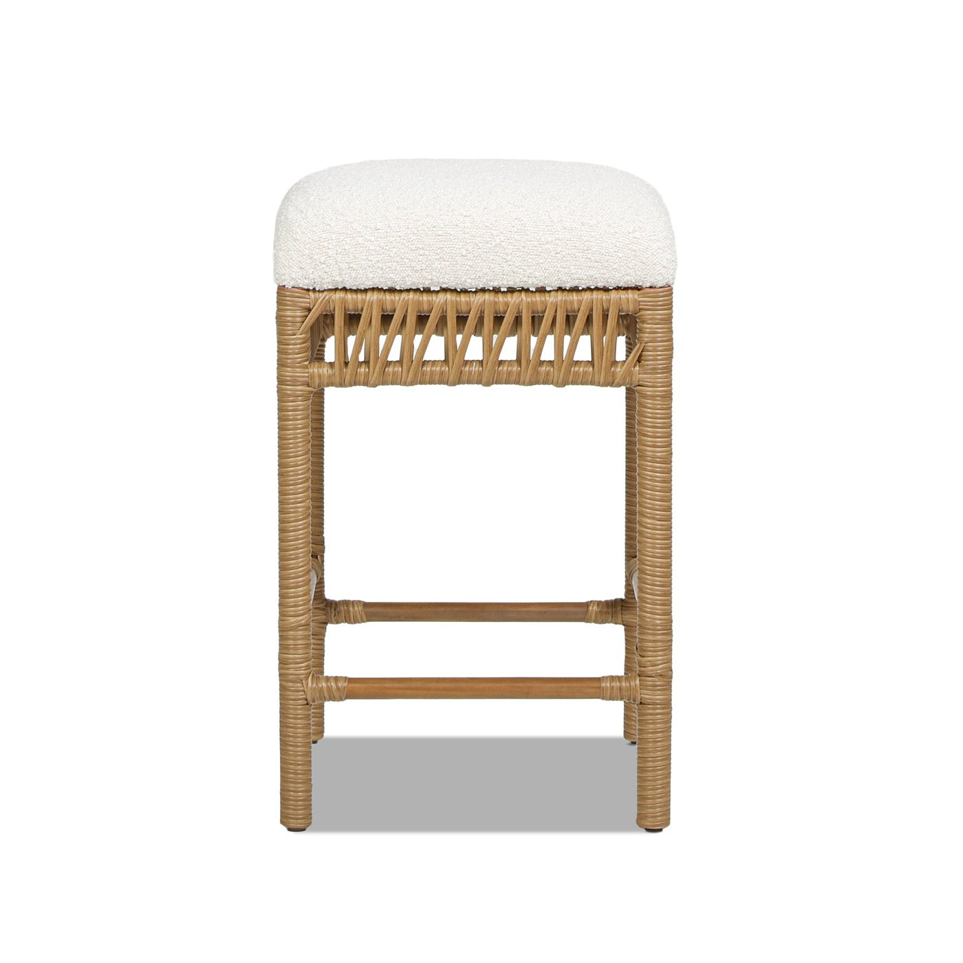 Upholstered Counter Stool with Resin Rattan Frame and Backless Design ...