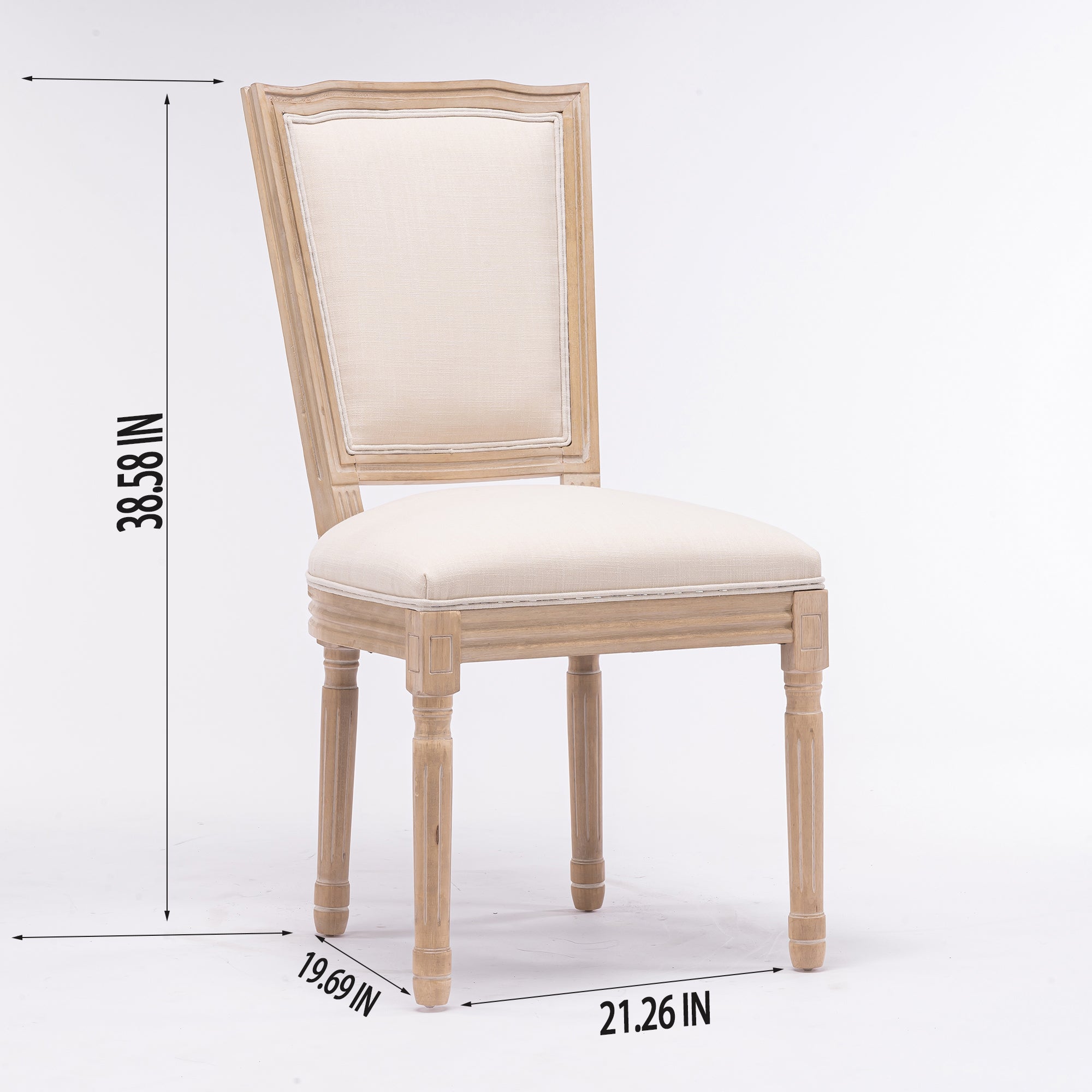 Upholstered Dining Chair with Square Back and Solid Wood Frame, Set of ...