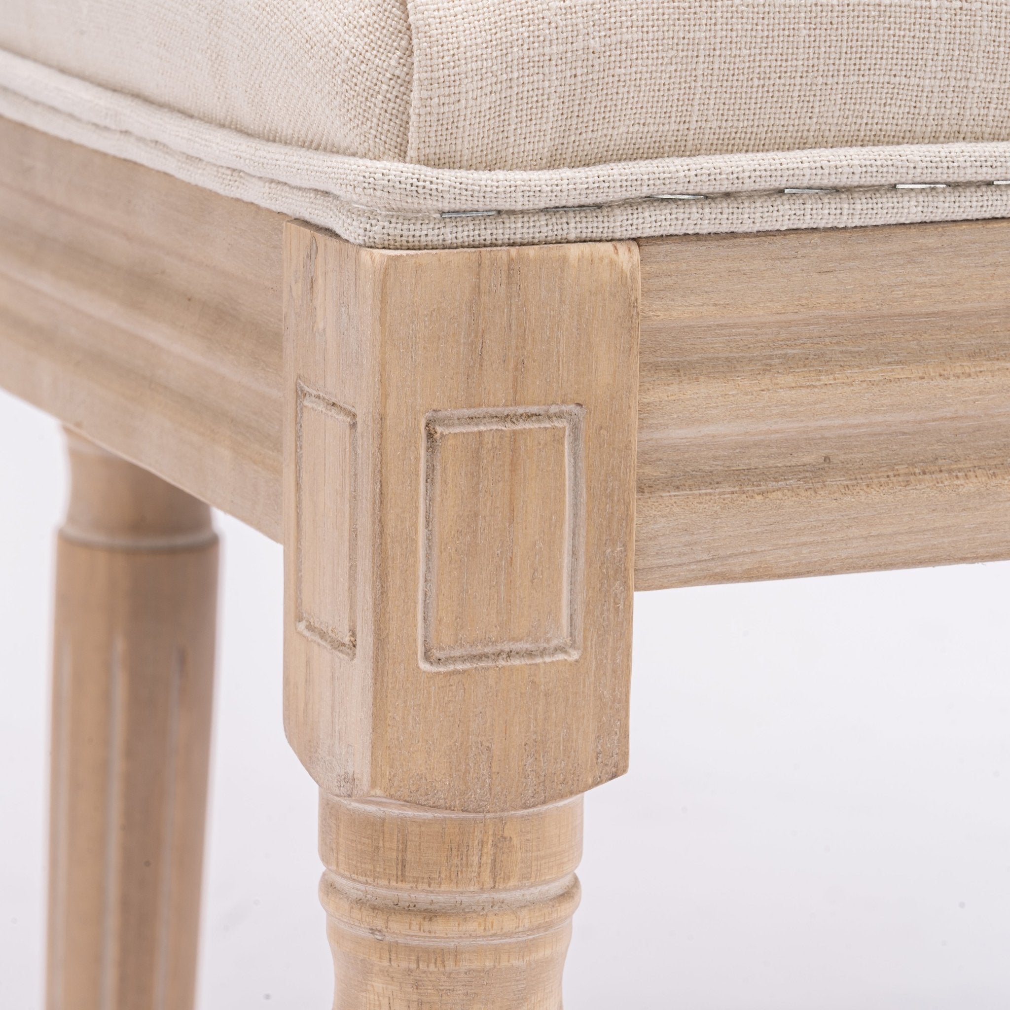 Upholstered Dining Chair with Square Back and Solid Wood Frame, Set of ...