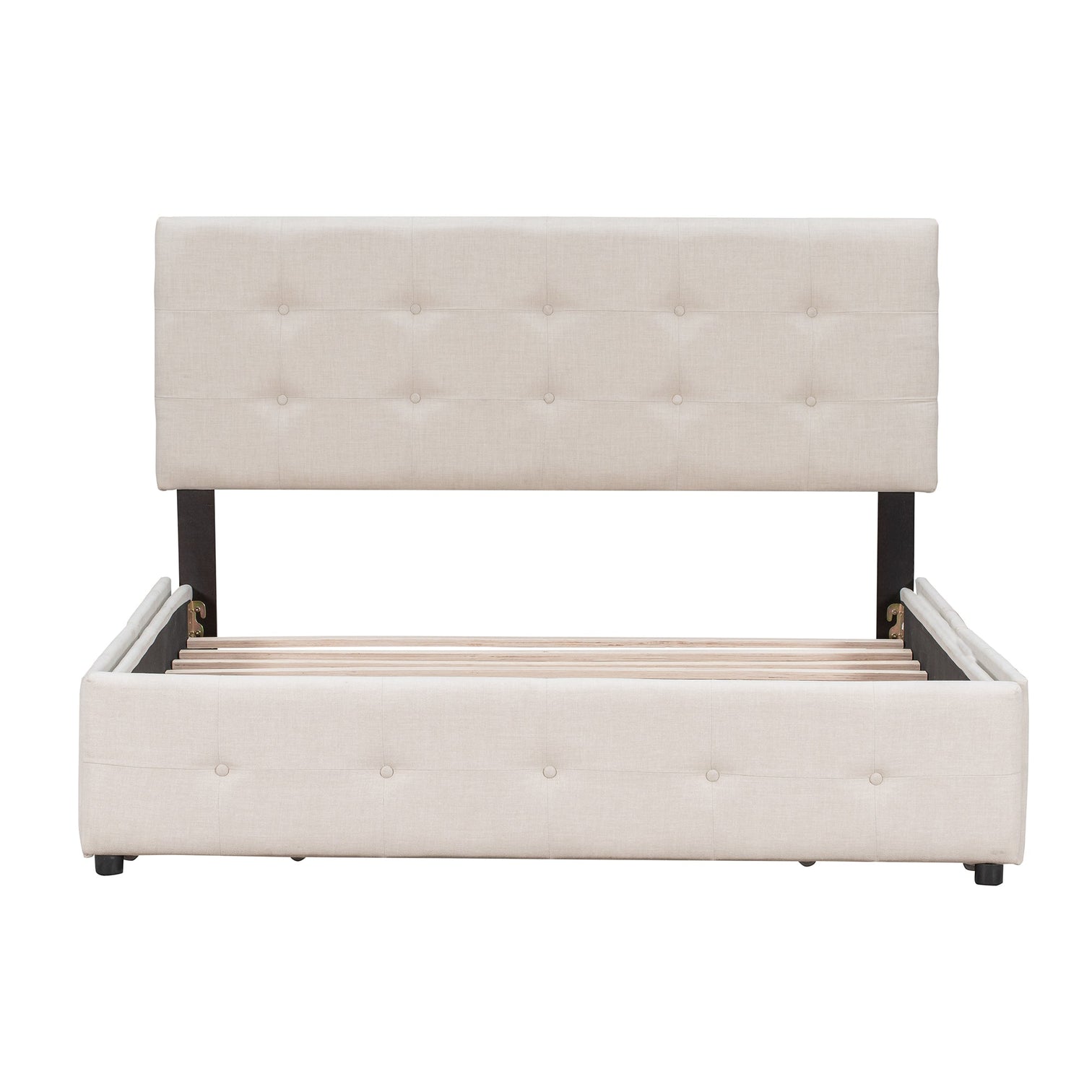 Upholstered Queen Platform Bed with Classic Headboard and 4 Drawers ...