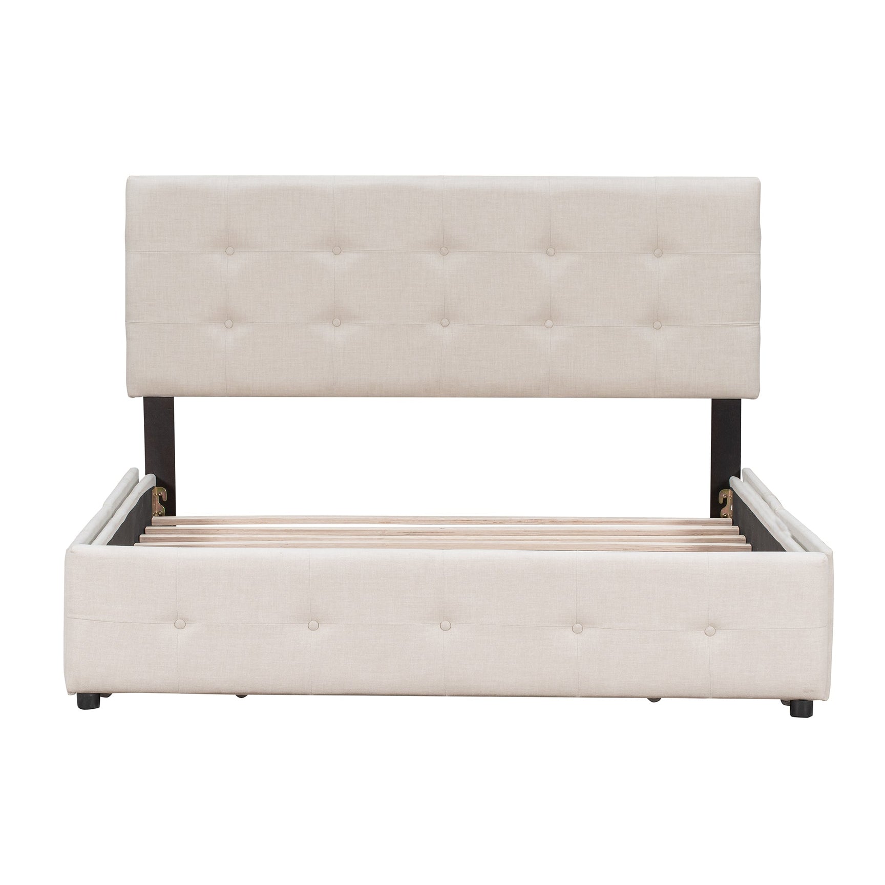 Upholstered Queen Platform Bed with Classic Headboard and 4 Drawers ...
