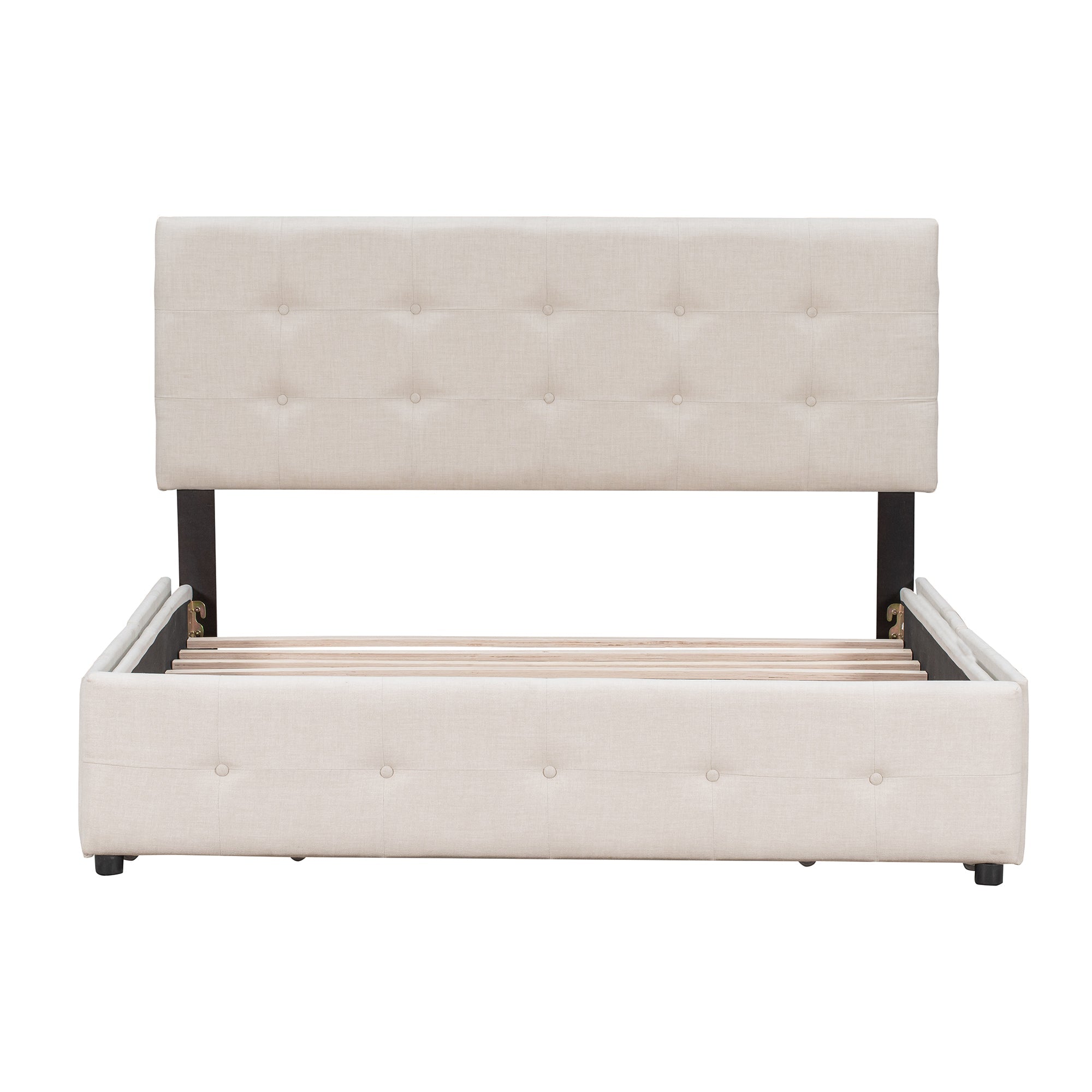 Upholstered Queen Platform Bed with Classic Headboard and 4 Drawers ...