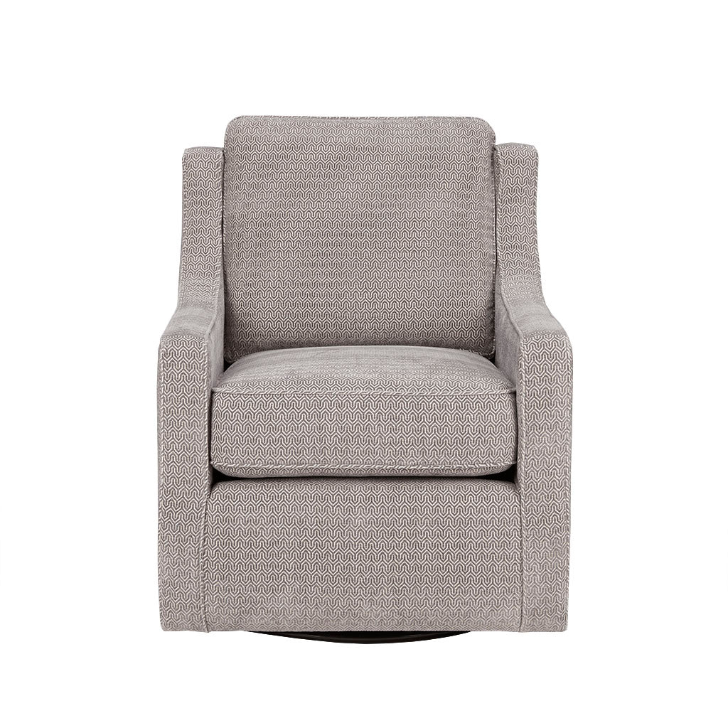 Upholstered Swivel Chair with Curved Armrest and Metal Base - Pier 1