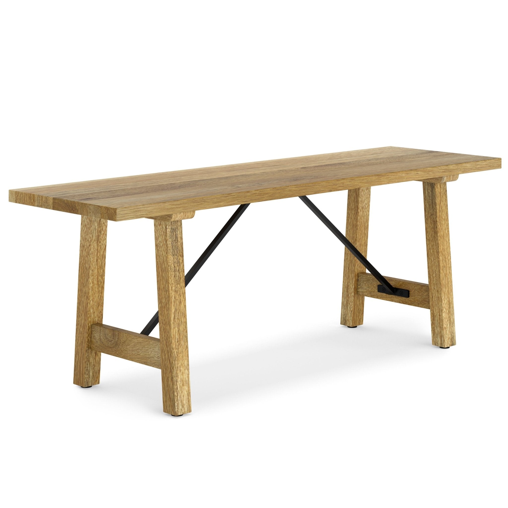 Wooden Bench with Metal Trestle Style Support - Pier 1