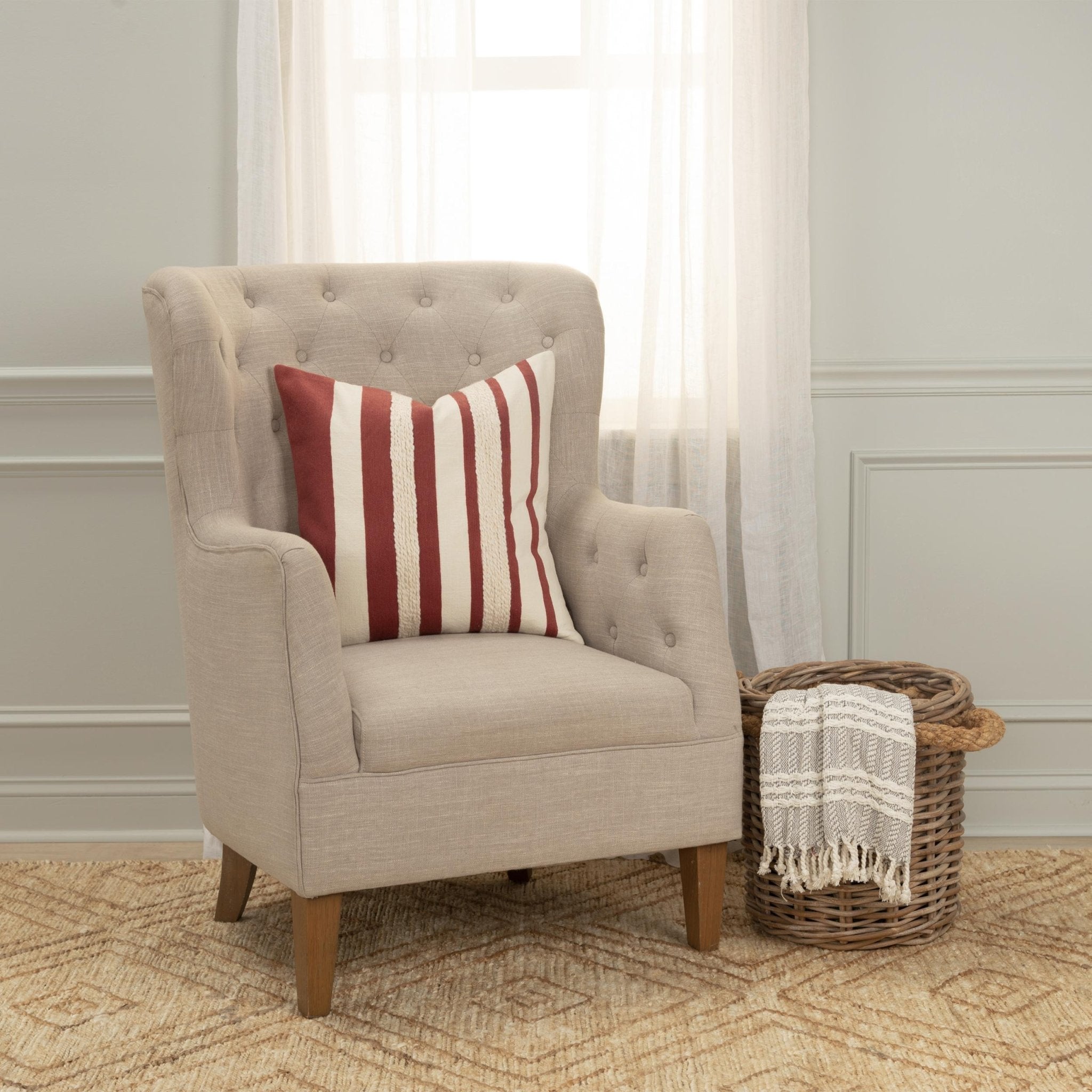 Woven 100% Cotton Stripe Decorative Throw Pillow - Pier 1