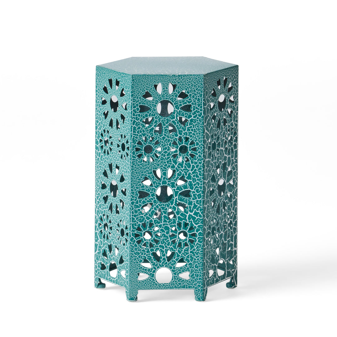 Enshrine Outdoor Iron Side Table with Sunburst Cut Out Design - Pier 1