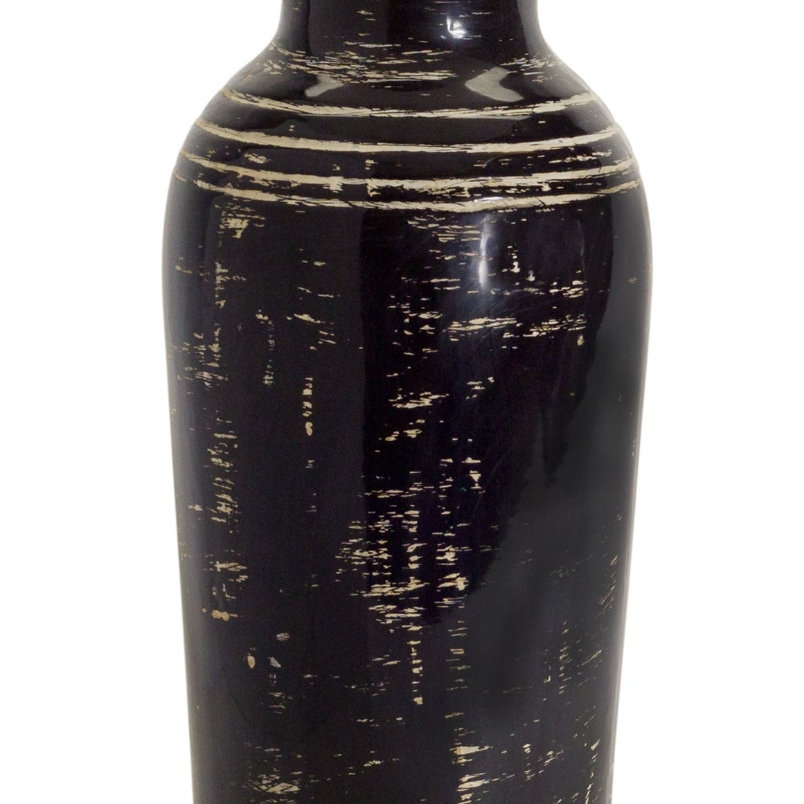 Distressed Black Ceramic 17.5" Vase with Ivory Accent - Pier 1