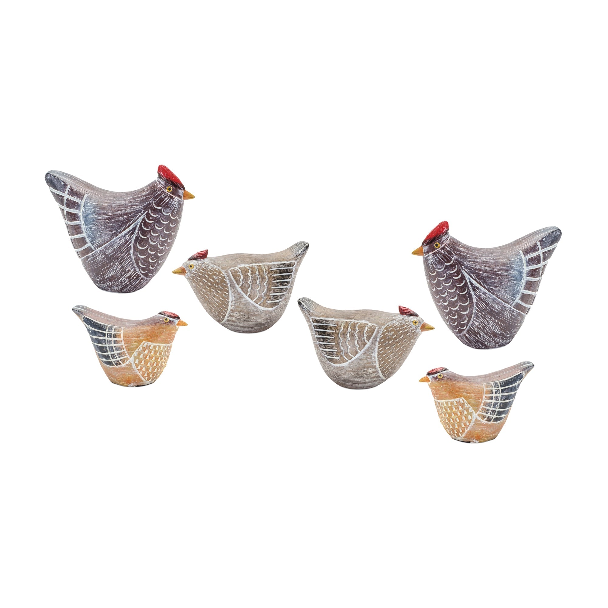 Etched Chicken Shelf Sitter with Wood Grain Design, Set of 6 - Pier 1