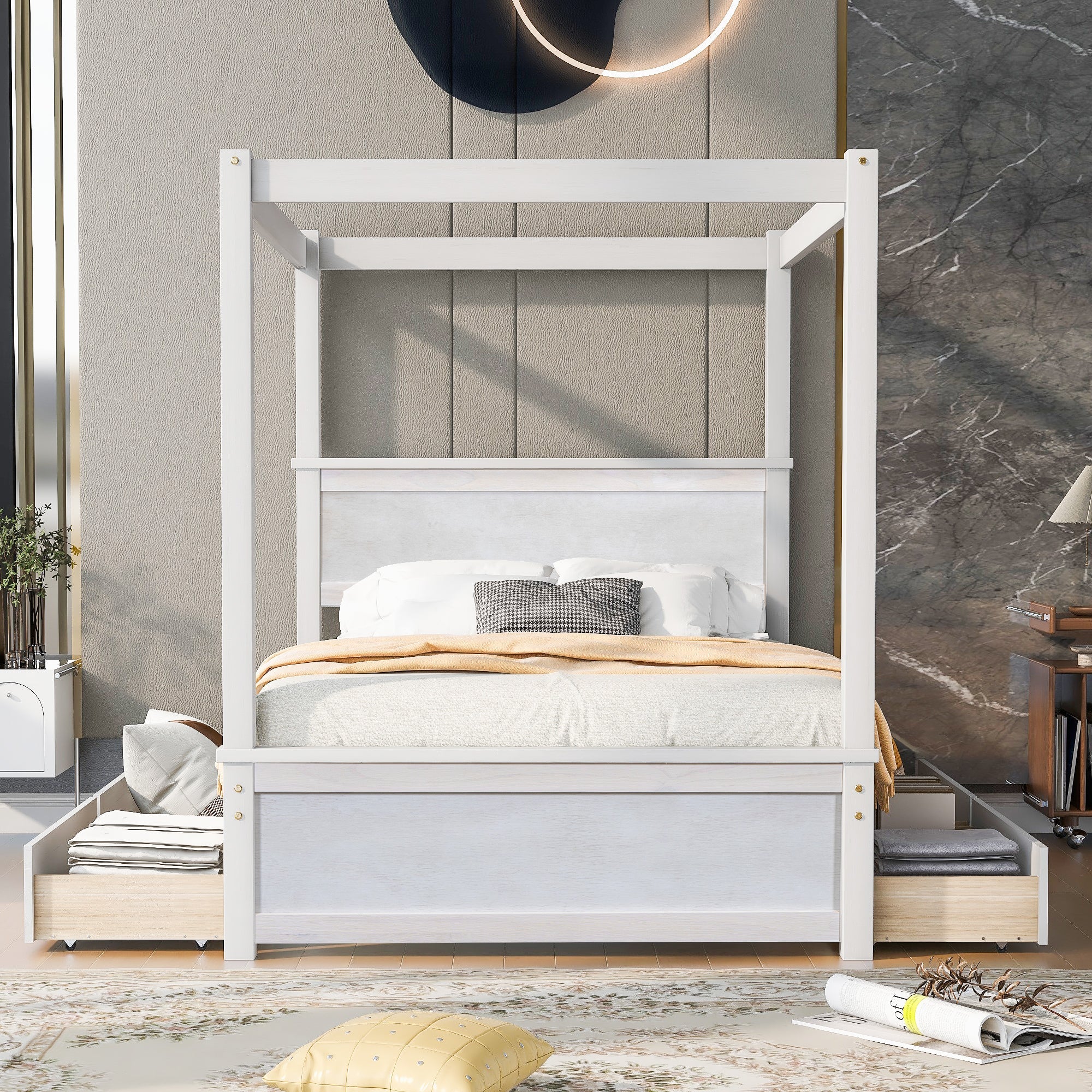 Grant Canopy Bed with Four Drawers - Pier 1