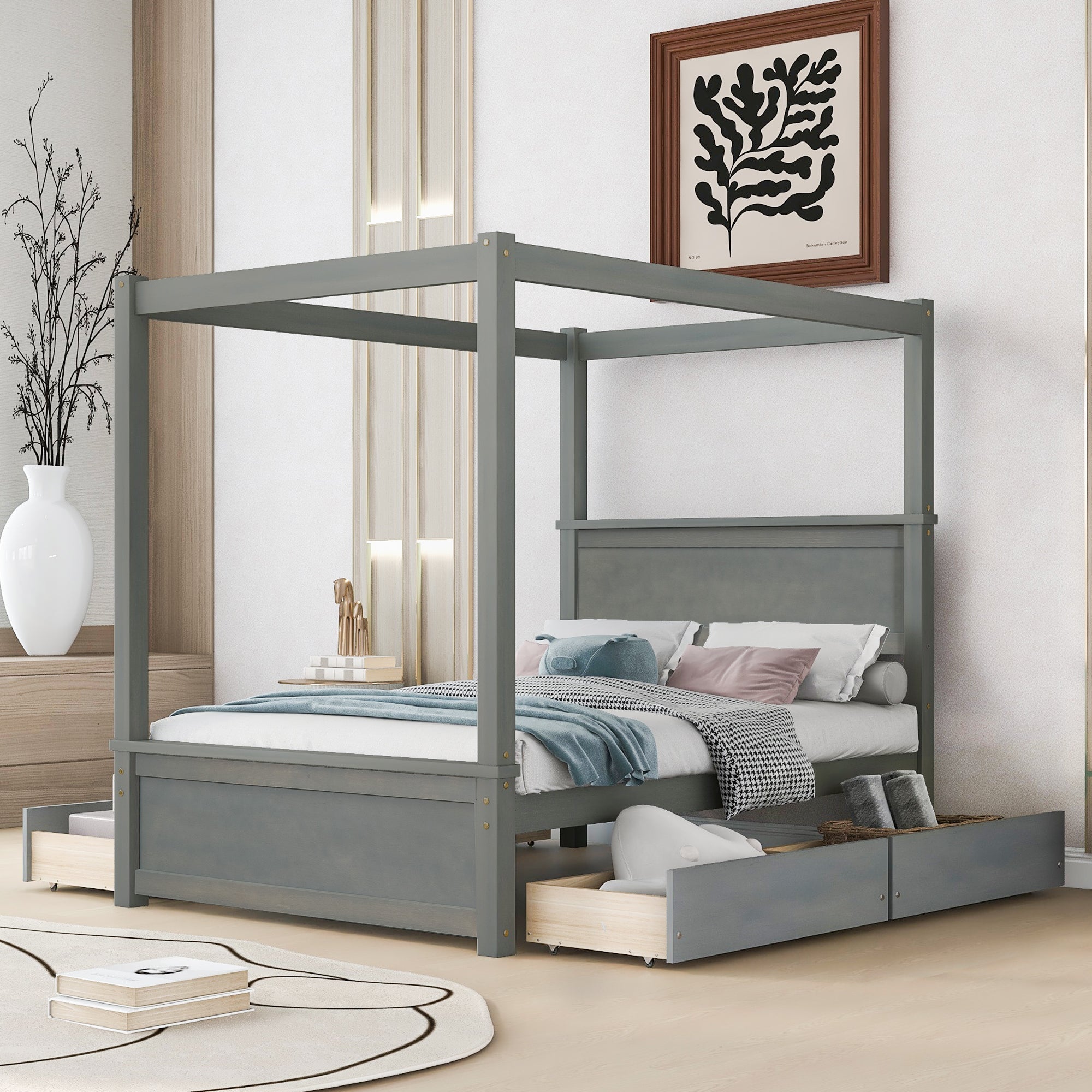 Grant Canopy Bed with Four Drawers - Pier 1