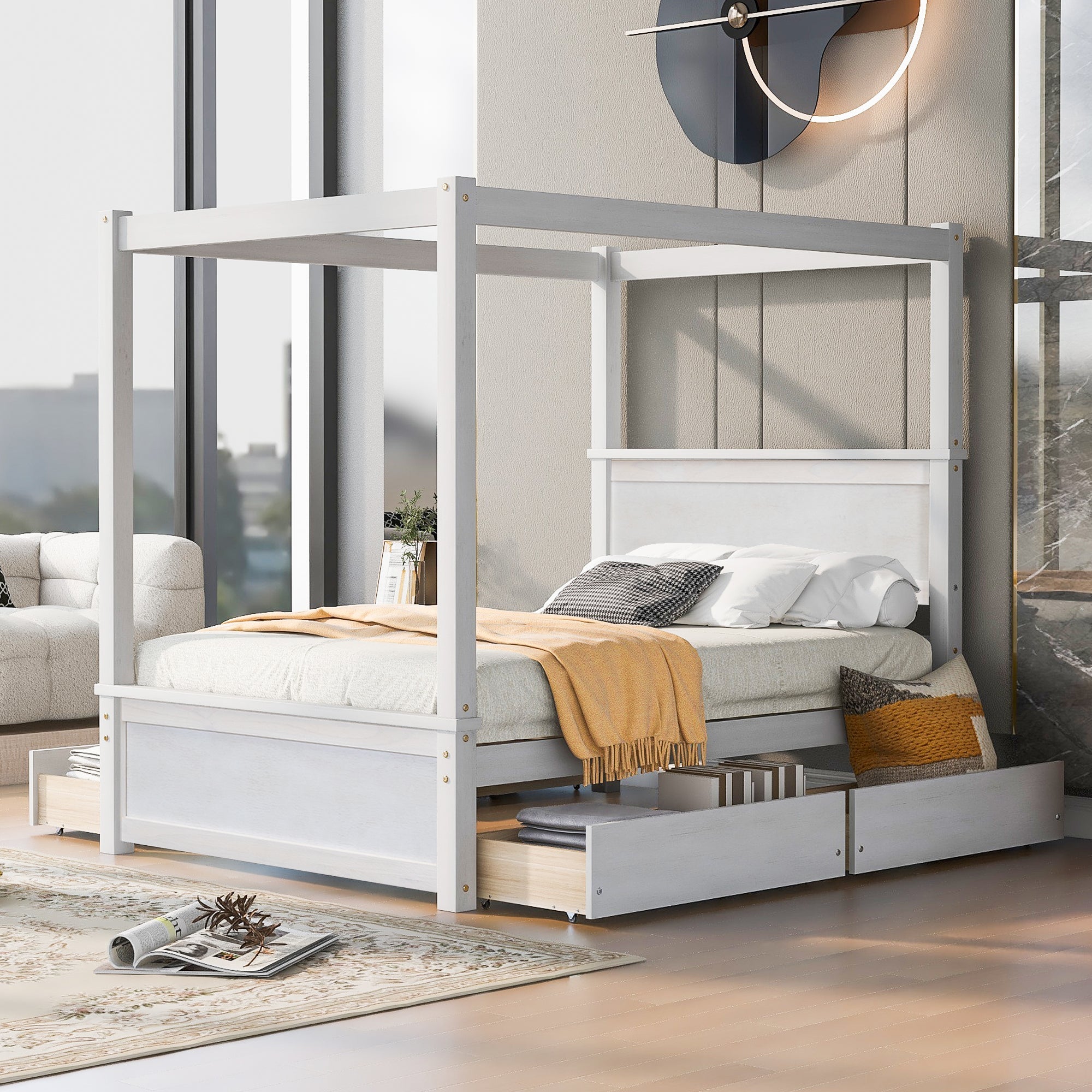 Grant Canopy Bed with Four Drawers - Pier 1