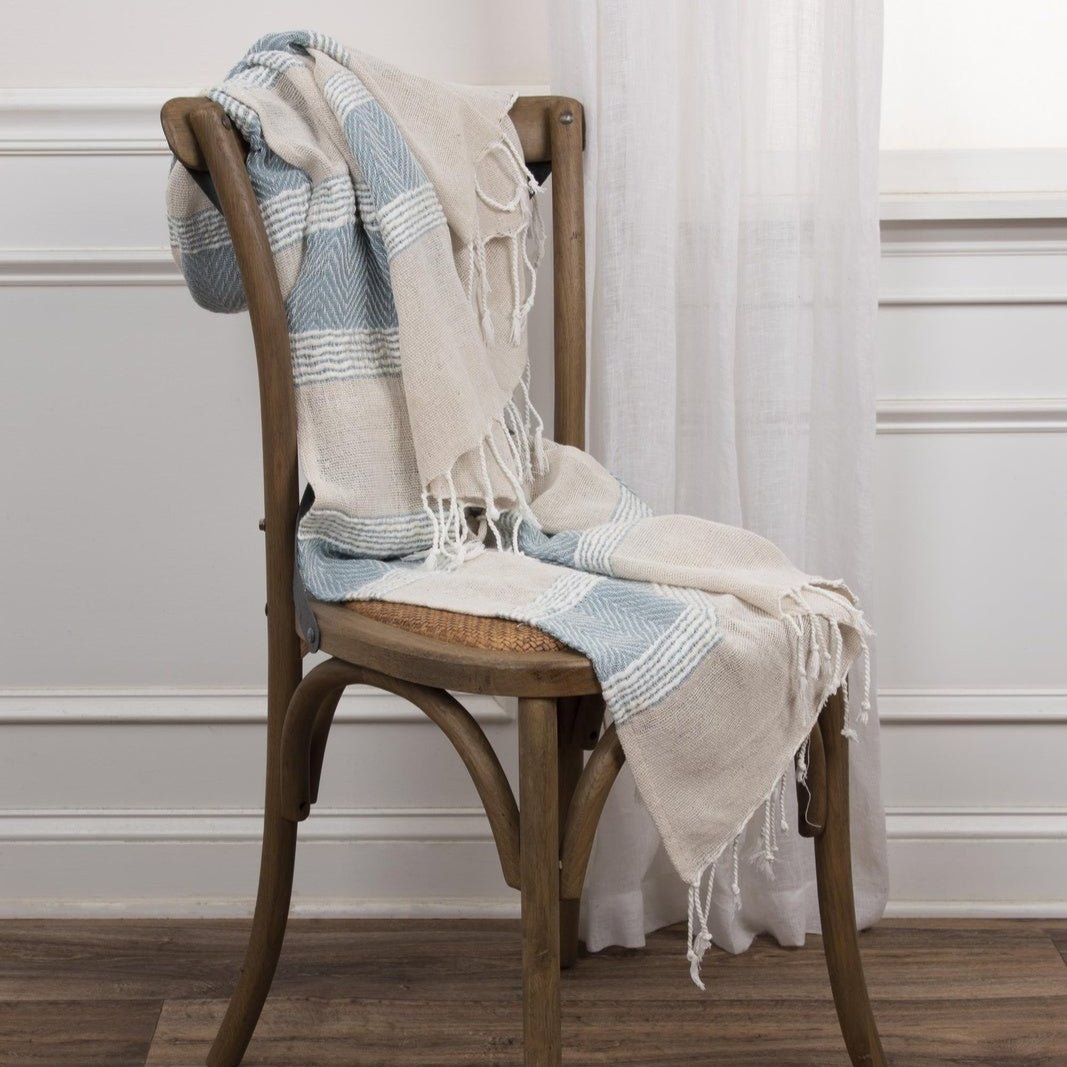 Hand loomed Stripe And Chevron 90% Cotton, 10% Acrylic Throw - Pier 1