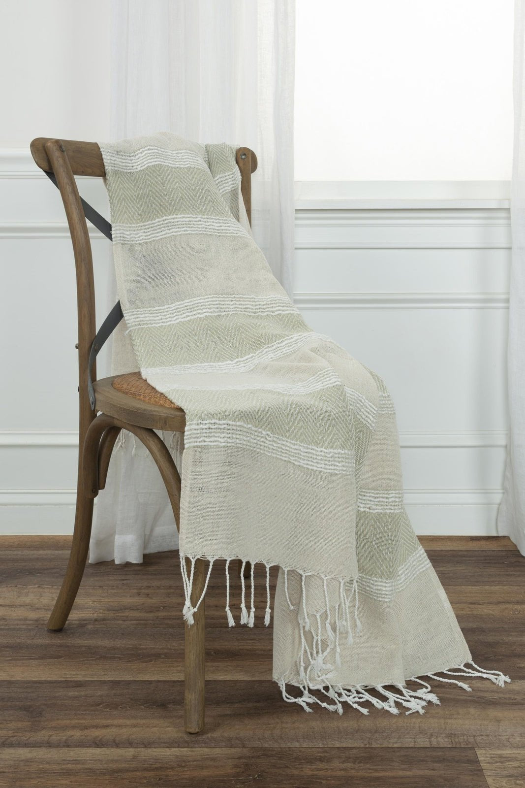 Hand loomed Stripe And Chevron 90% Cotton, 10% Acrylic Throw - Pier 1