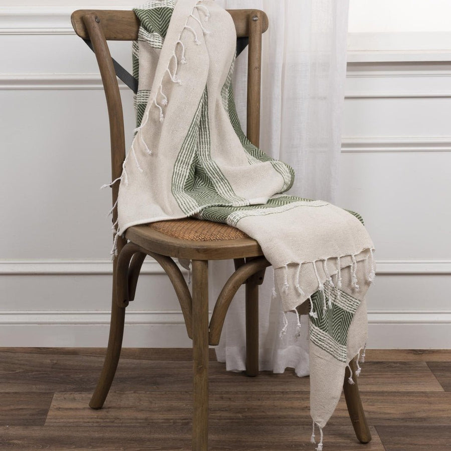 Hand loomed Stripe And Chevron 90% Cotton, 10% Acrylic Throw - Pier 1