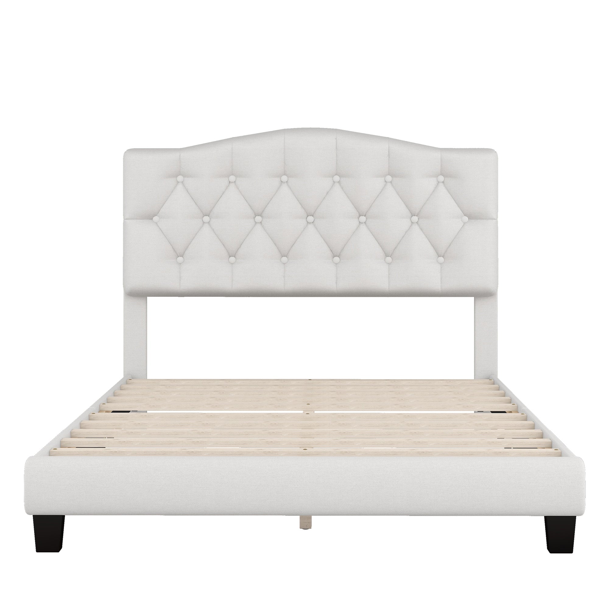 Josephine Upholstered Platform Bed with Saddle Curved Headboard and ...