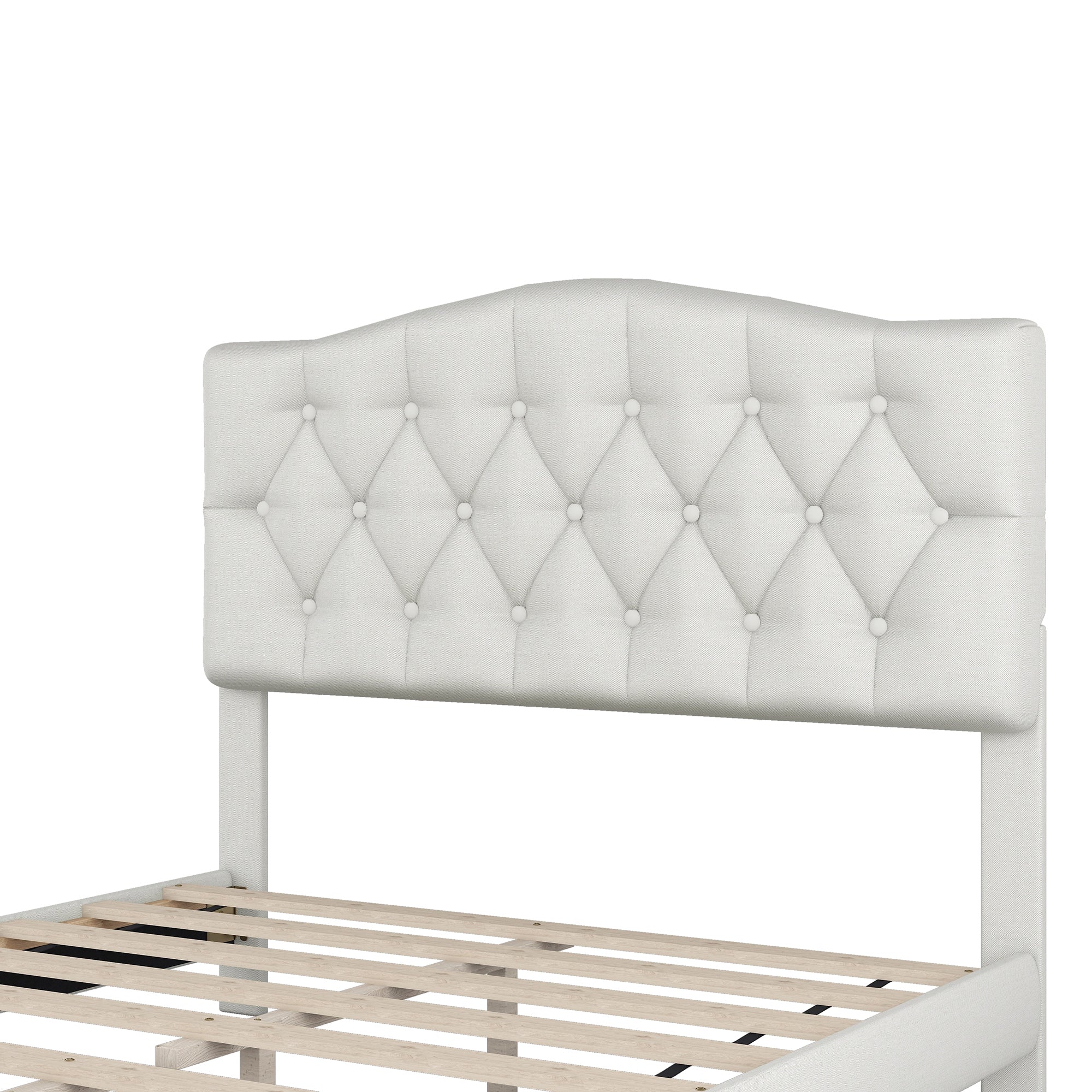 Josephine Upholstered Platform Bed with Saddle Curved Headboard and ...