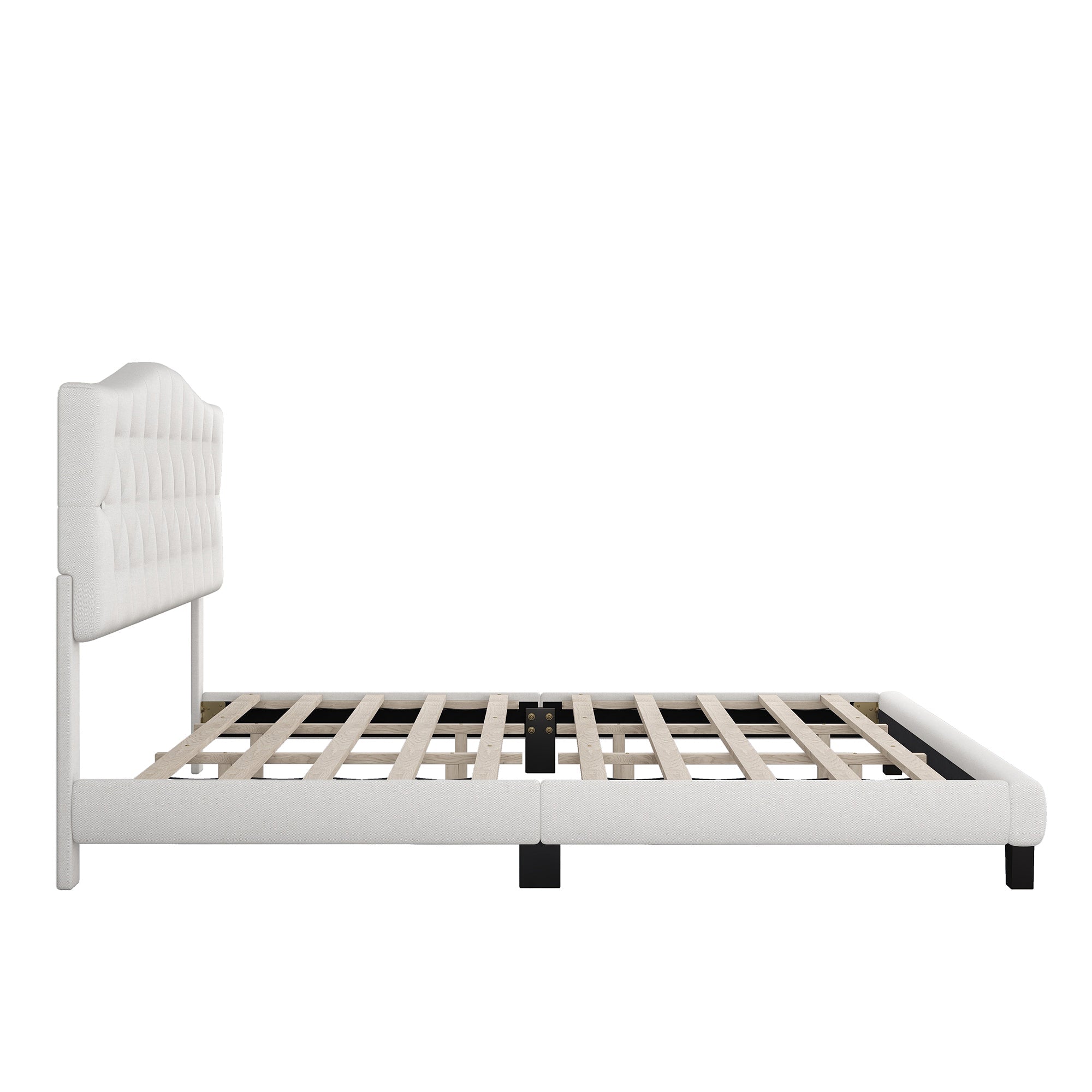 Josephine Upholstered Platform Bed with Saddle Curved Headboard and ...