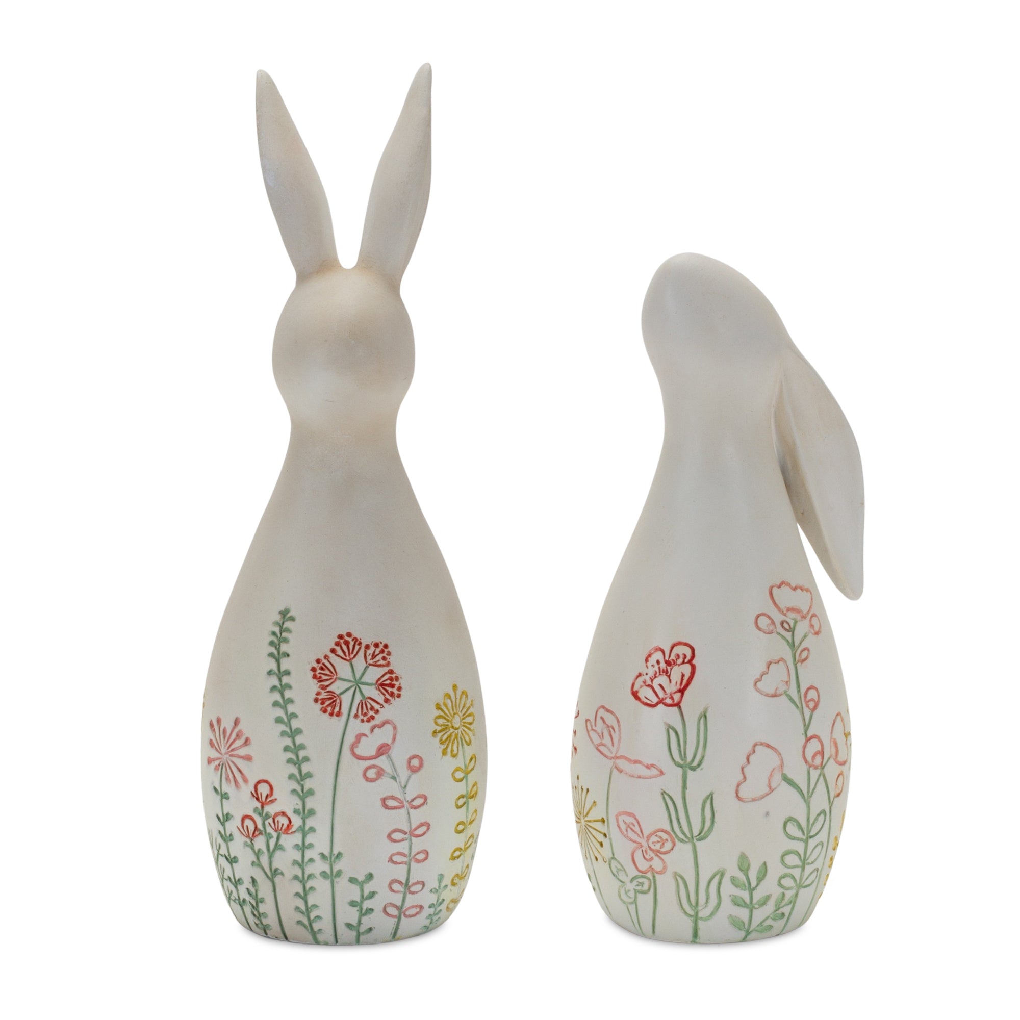 Modern Bunny Rabbit Figurine with Etched Floral Design, Set of 2 – Pier 1