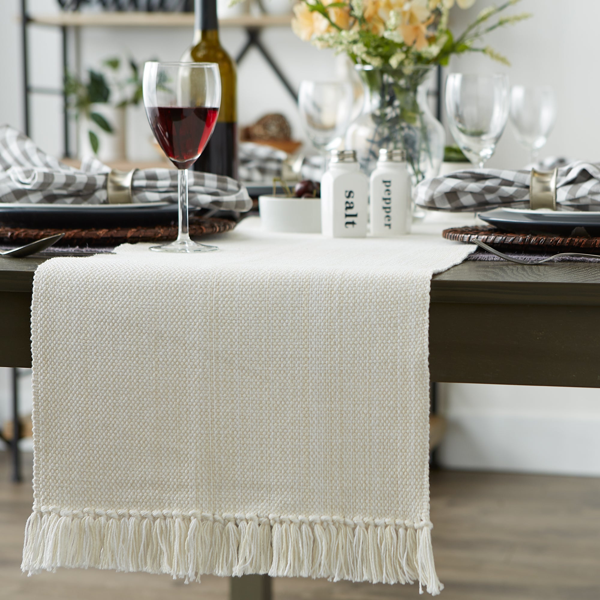 Natural Variegated Fringe 13"x108" Table Runner - Pier 1