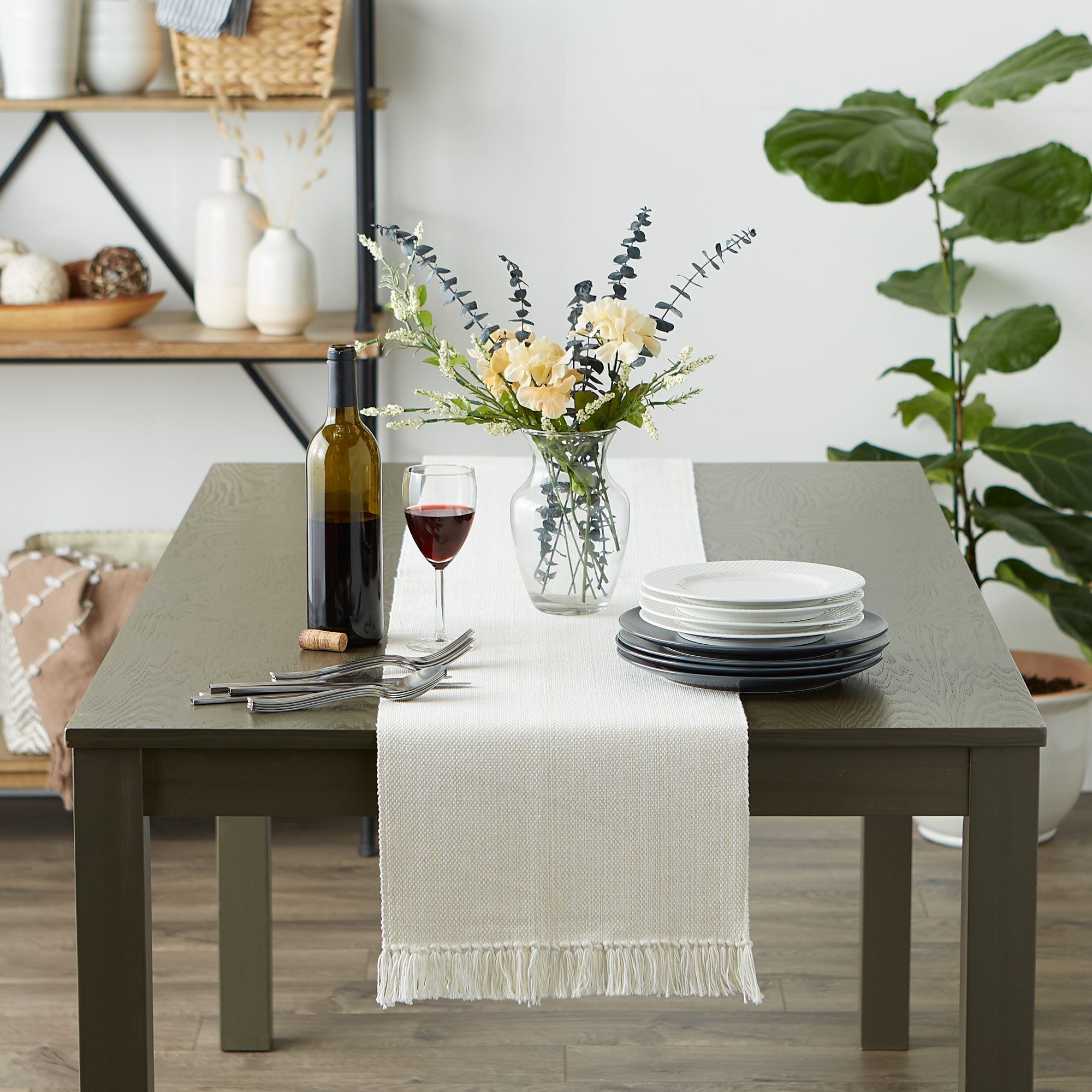 Natural Variegated Fringe 13"x108" Table Runner - Pier 1