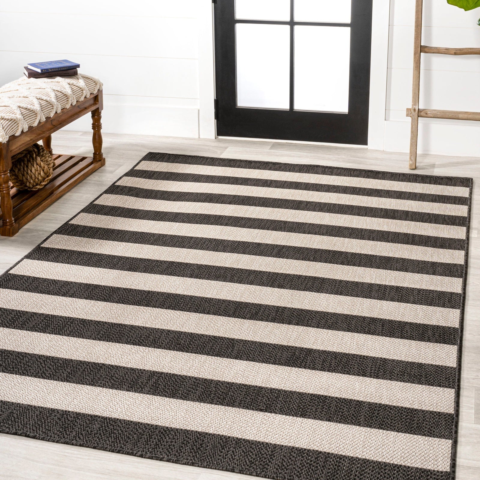 Negril Two-Tone Wide Stripe Indoor/Outdoor Area Rug - Pier 1
