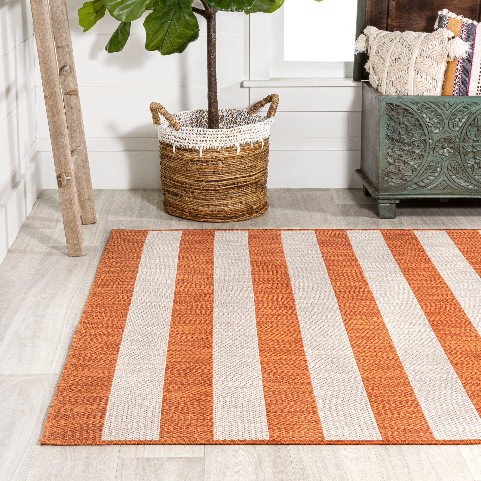 Negril Two-Tone Wide Stripe Indoor/Outdoor Area Rug - Pier 1