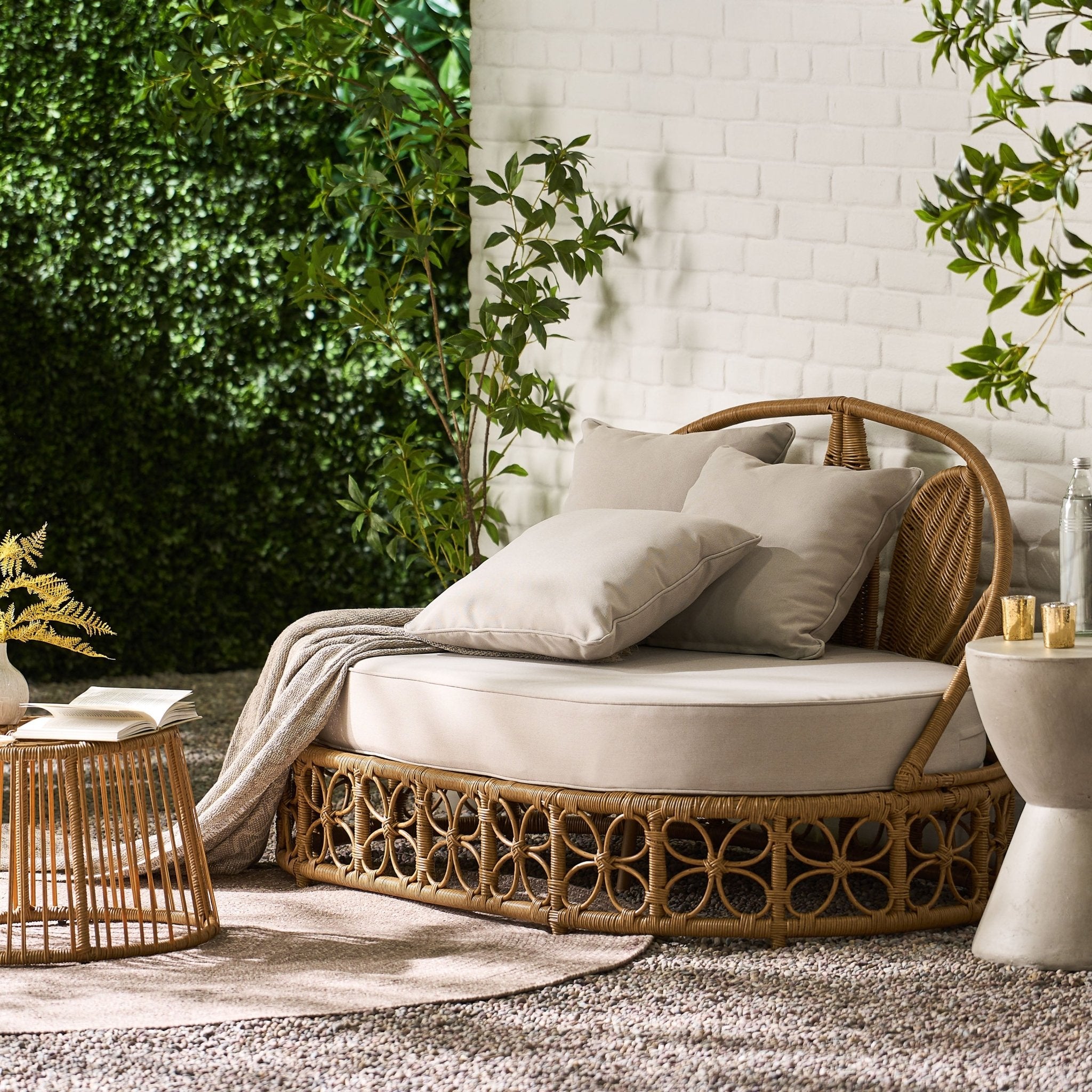 Outdoor Wicker Daybed With Pillows - Pier 1