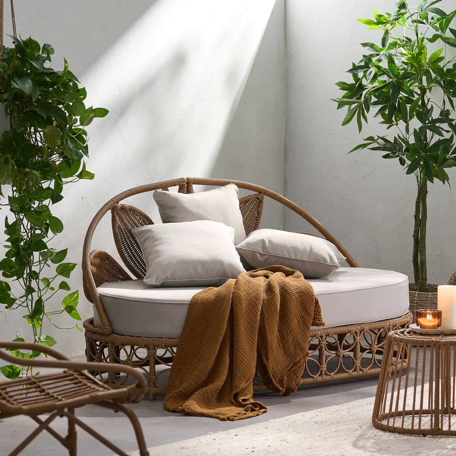 Outdoor Wicker Daybed With Pillows - Pier 1