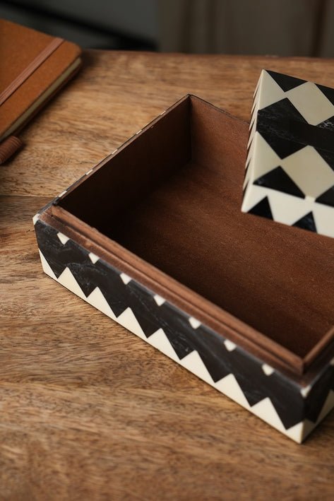Resin Modern Black & White Geometric Boxes, Set of 3 - Pier 1
