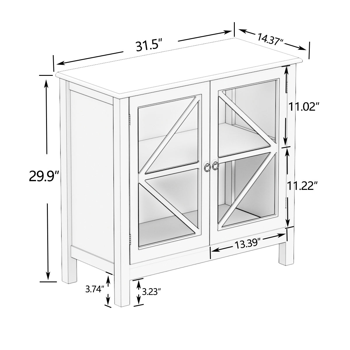 Rhapsody Kitchen Cabinet with Double Glass Doors - Pier 1
