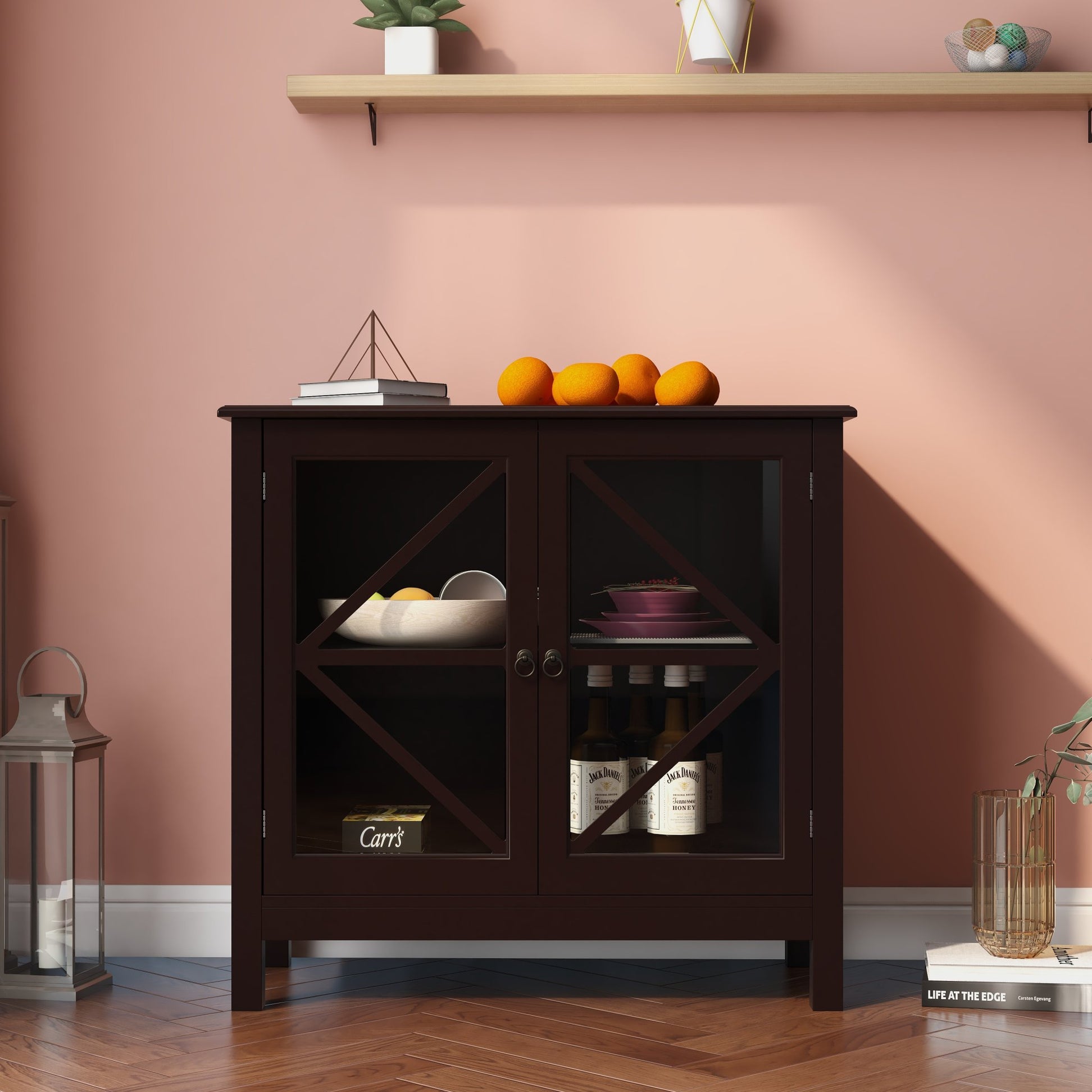 Rhapsody Kitchen Cabinet with Double Glass Doors - Pier 1