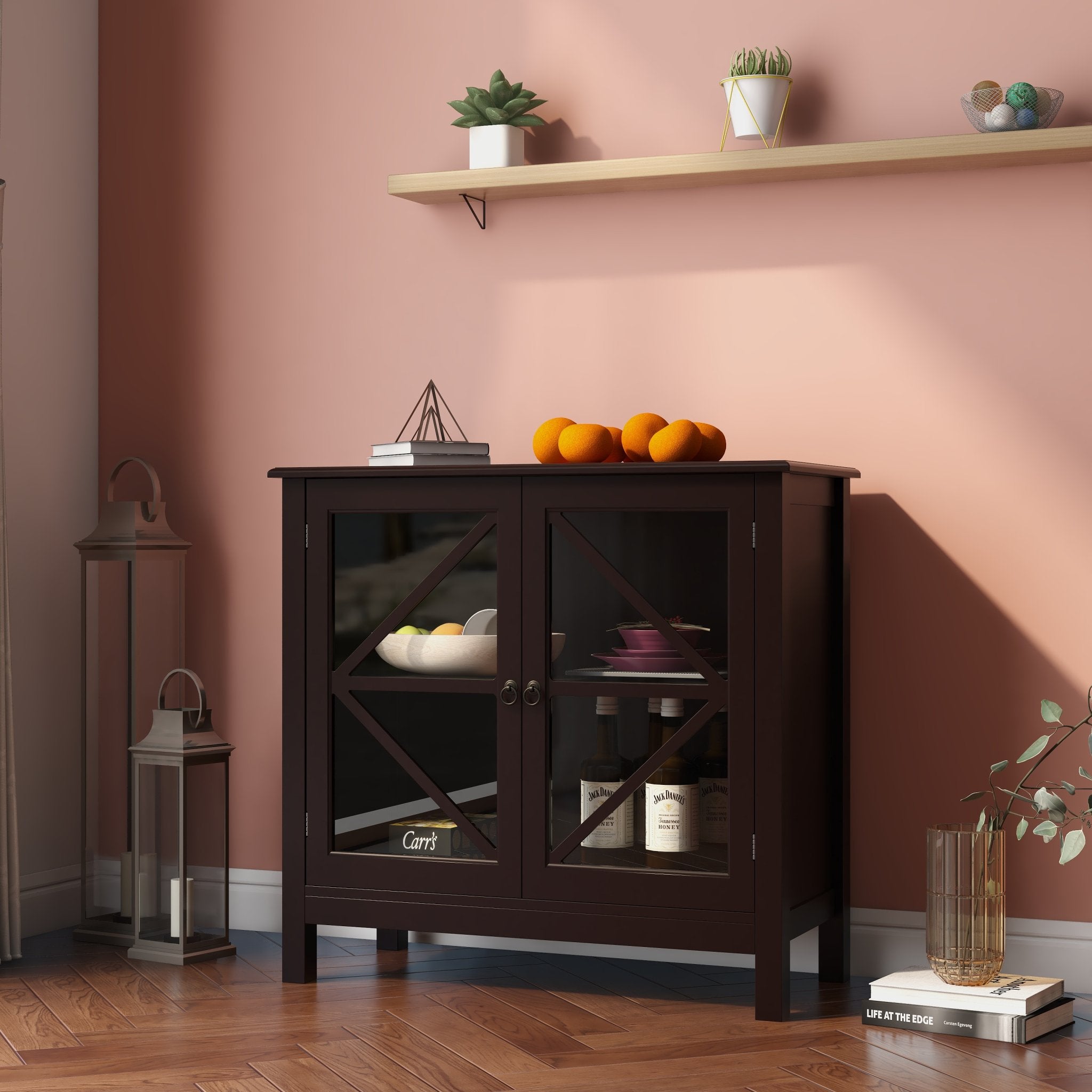 Rhapsody Kitchen Cabinet with Double Glass Doors - Pier 1