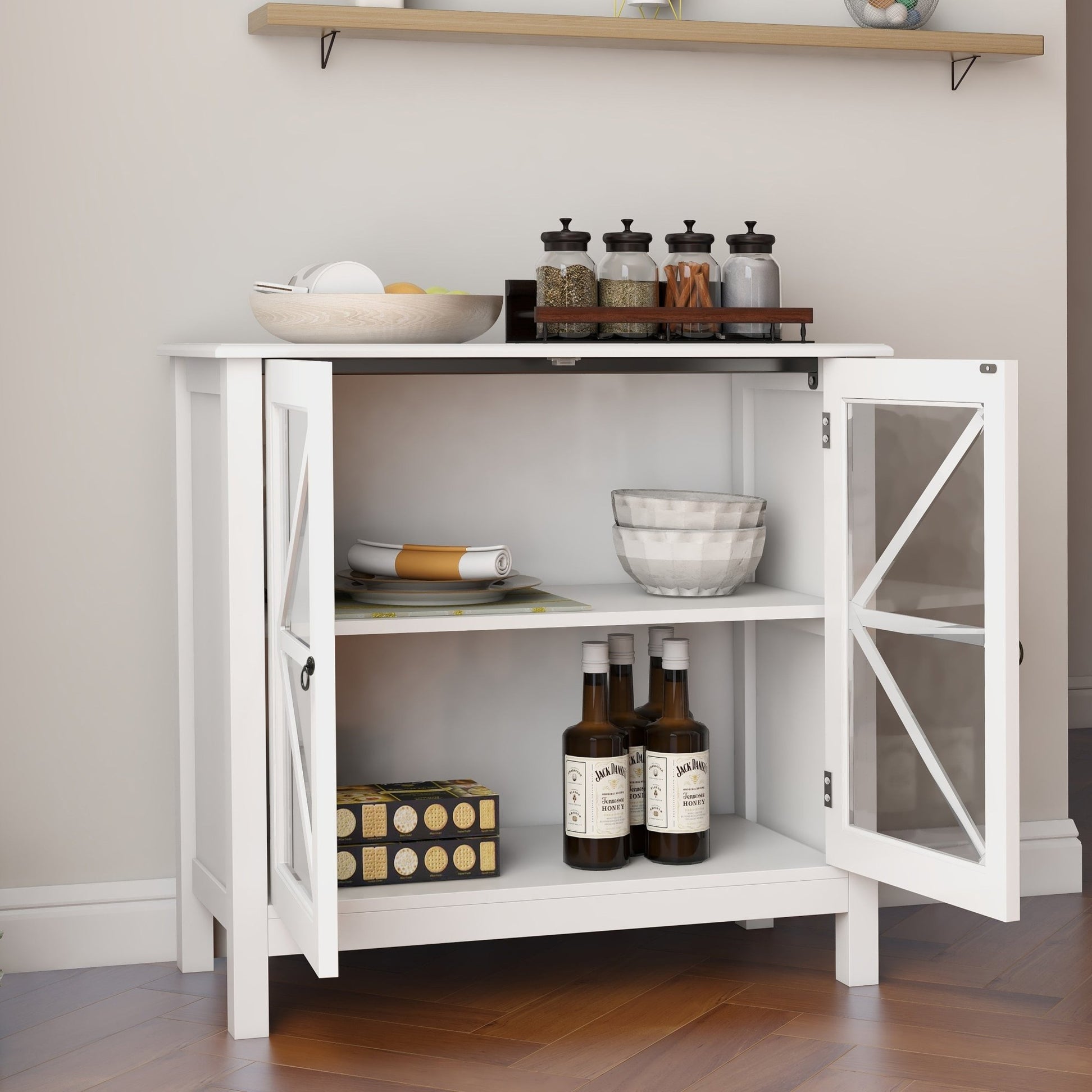 Rhapsody Kitchen Cabinet with Double Glass Doors - Pier 1