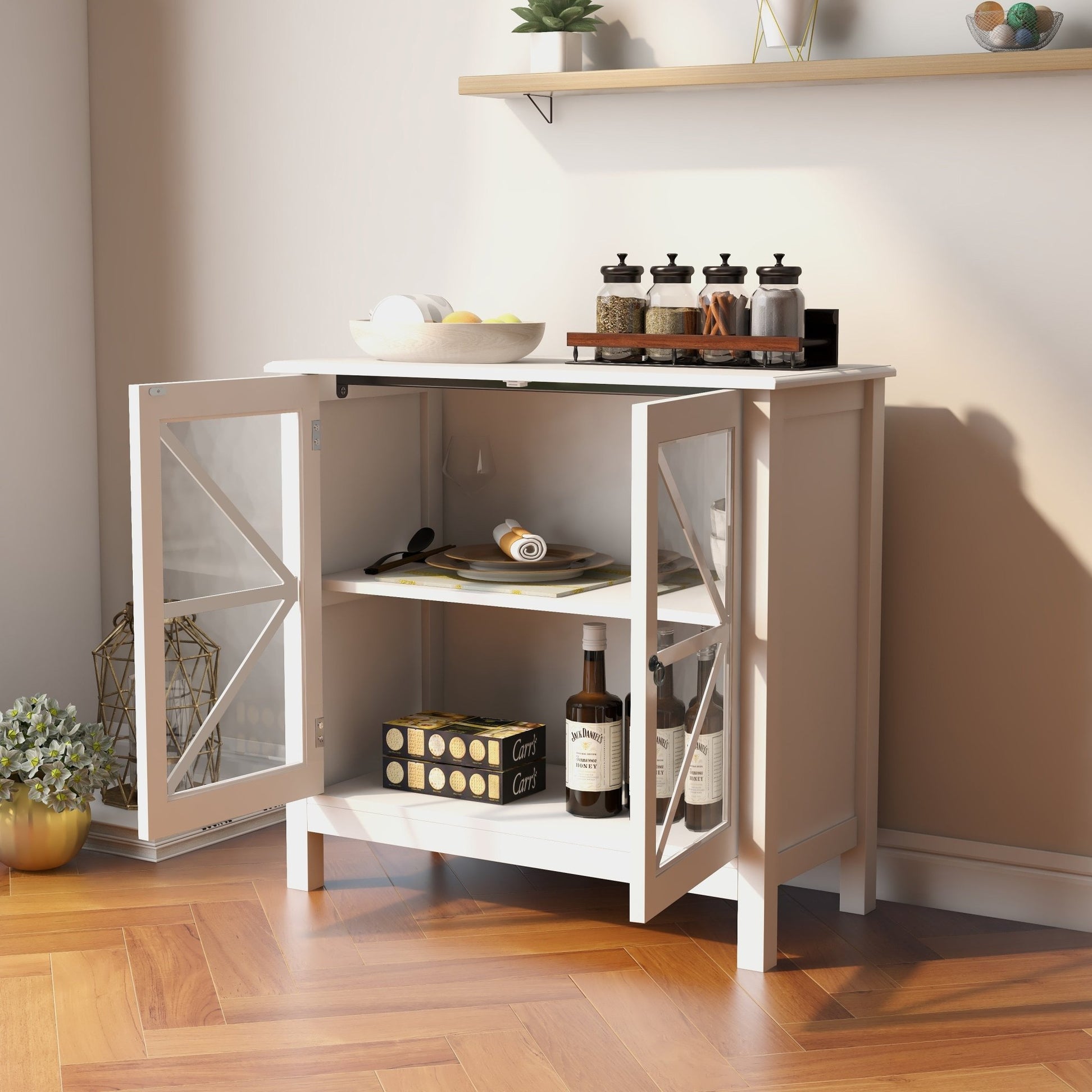 Rhapsody Kitchen Cabinet with Double Glass Doors - Pier 1