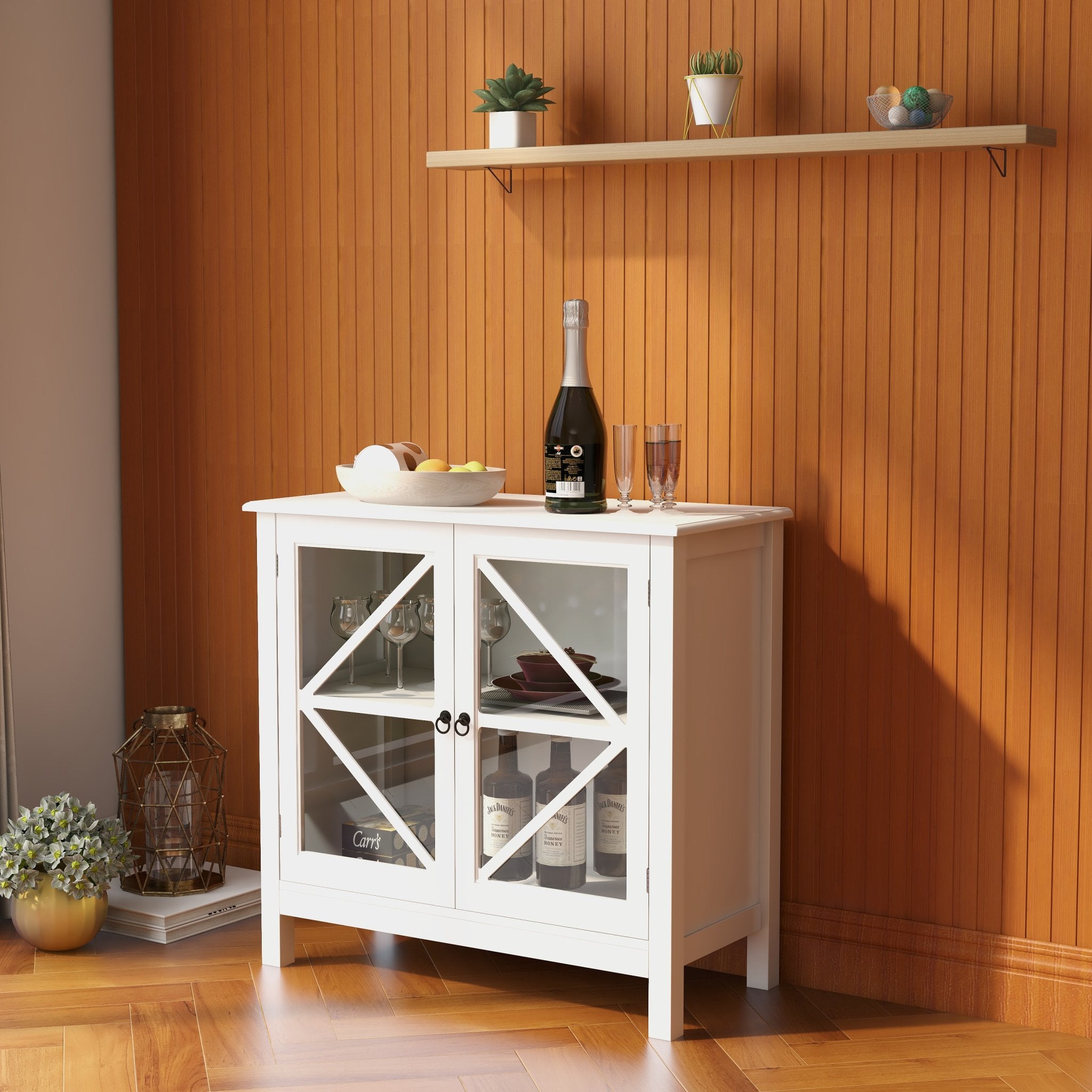 Rhapsody Kitchen Cabinet with Double Glass Doors - Pier 1
